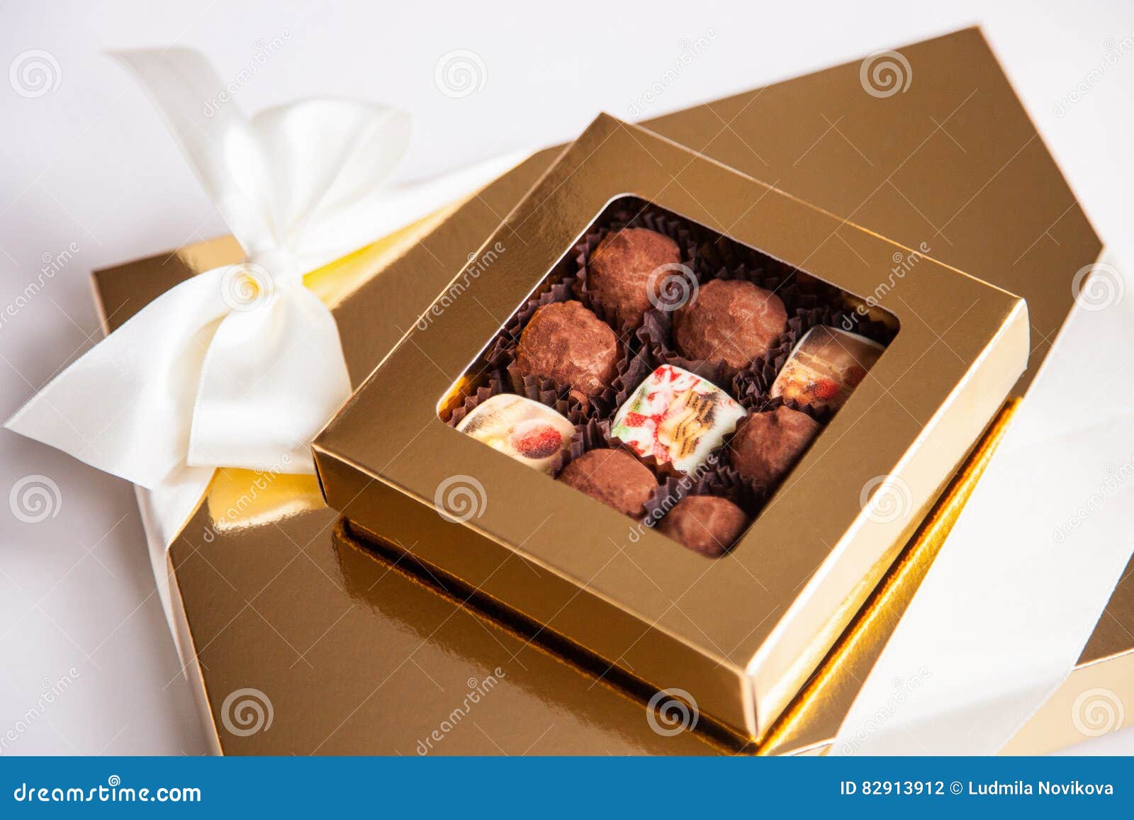 Beautiful Sweets in the Gift Box Stock Photo - Image of present, milk ...
