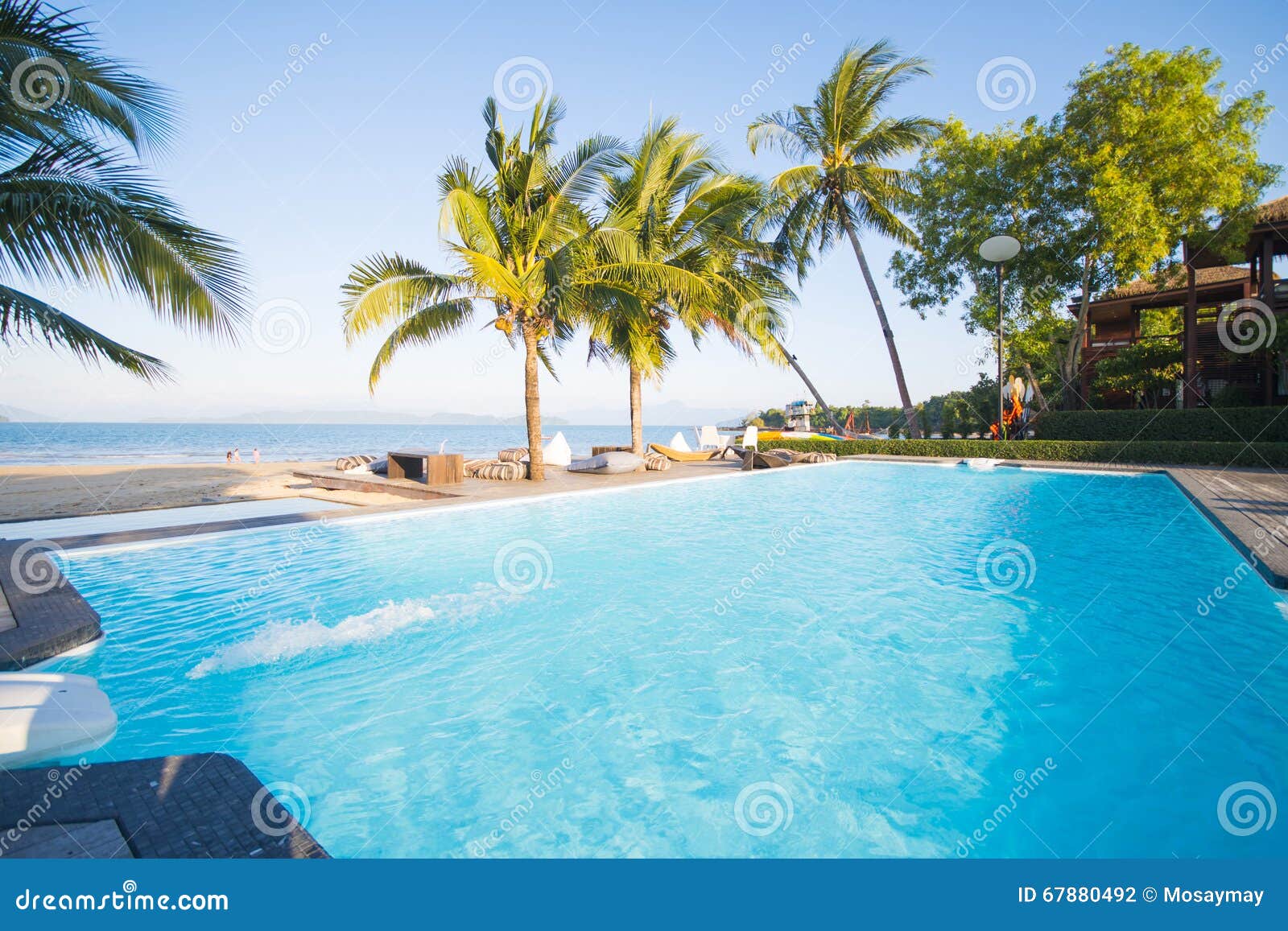Beautiful Swimming Pool with Ocean View Stock Photo - Image of poolside ...