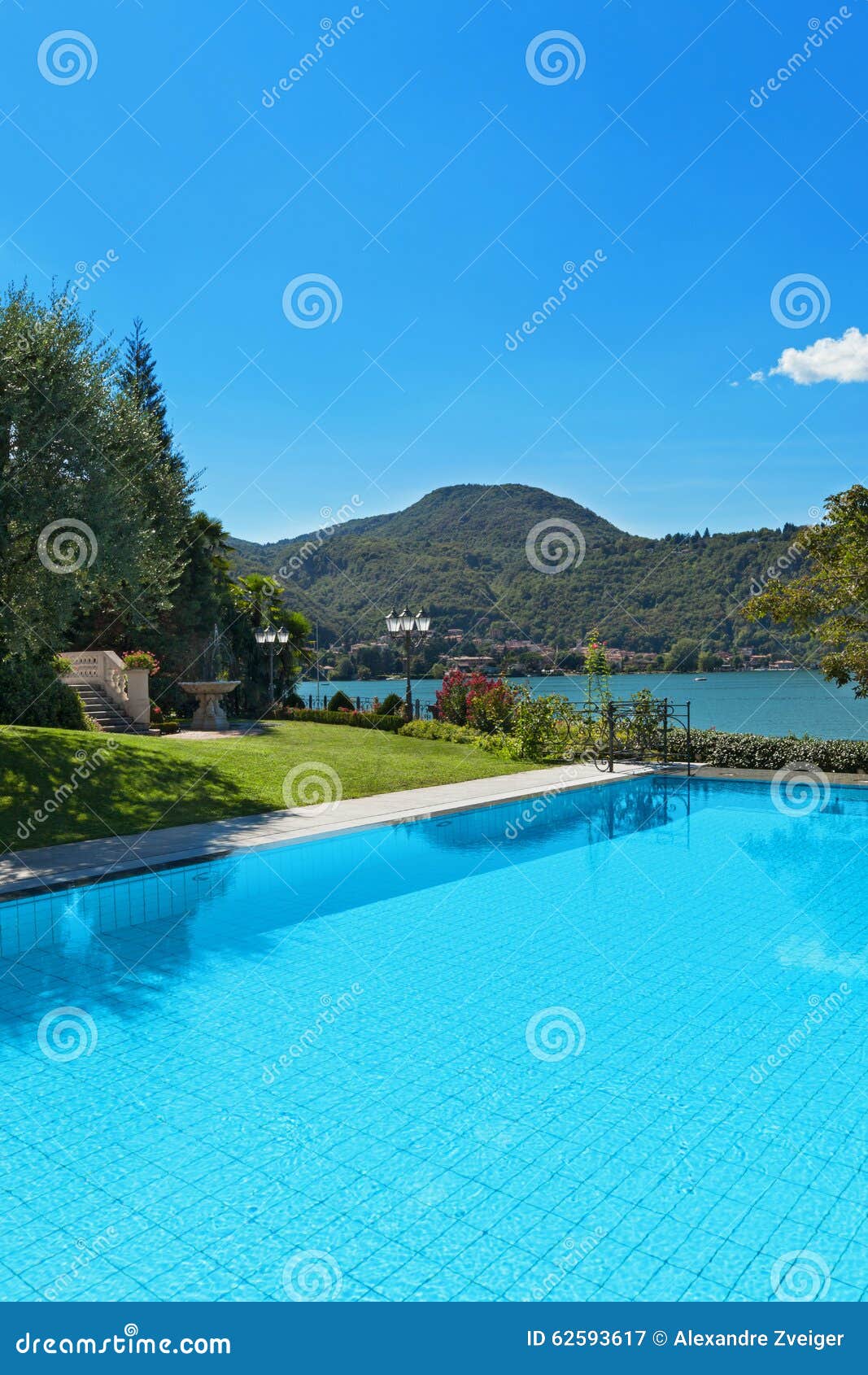 Beautiful Swimming Pool Overlooking the Lake Stock Image - Image of ...