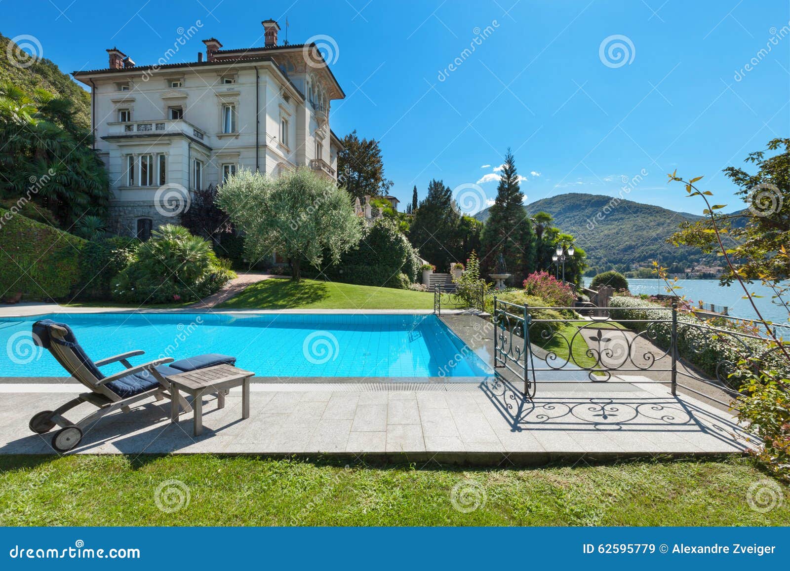Beautiful Swimming Pool Overlooking the Lake Stock Image - Image of ...