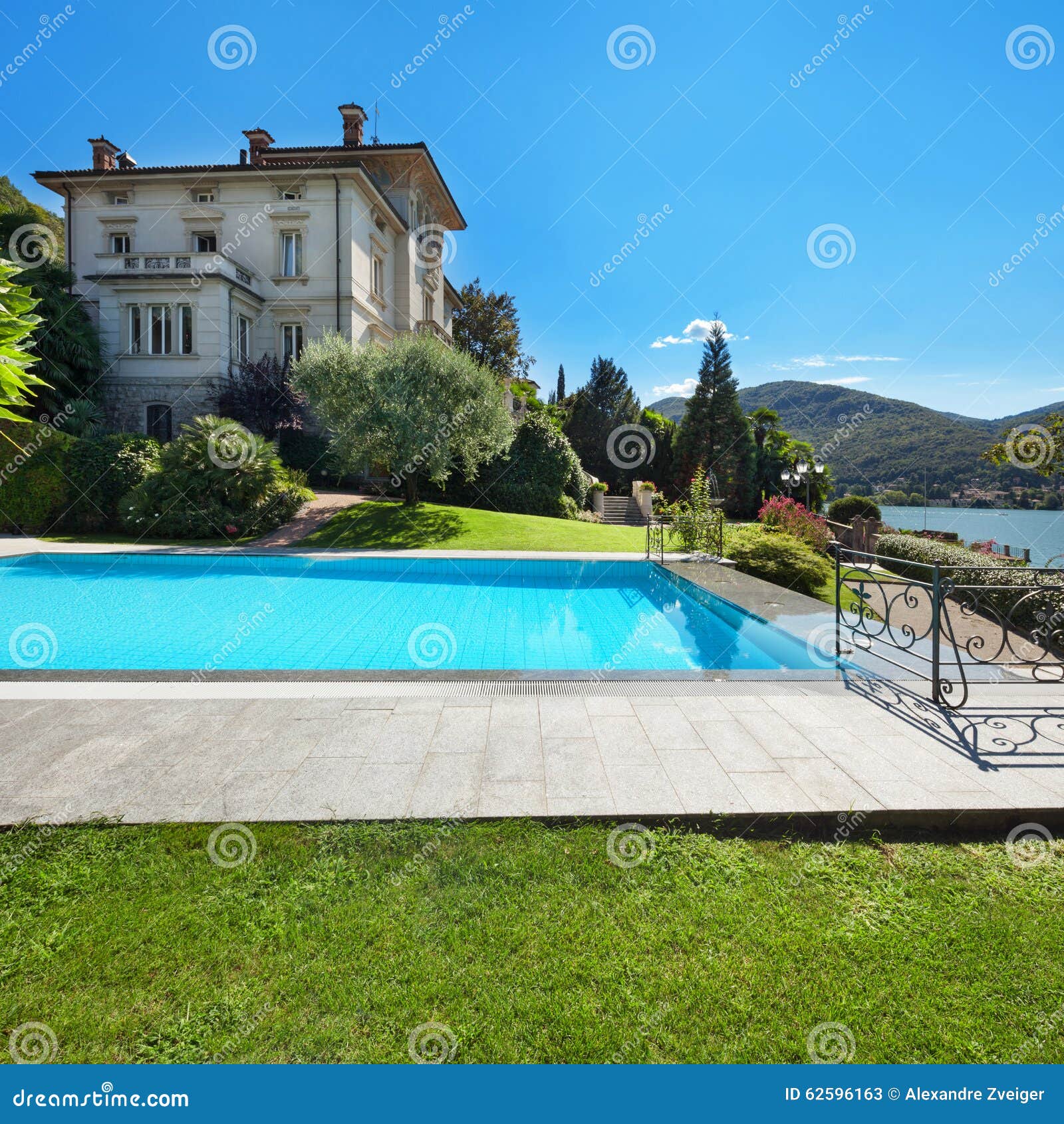 Beautiful Swimming Pool Overlooking the Lake Stock Image - Image of ...