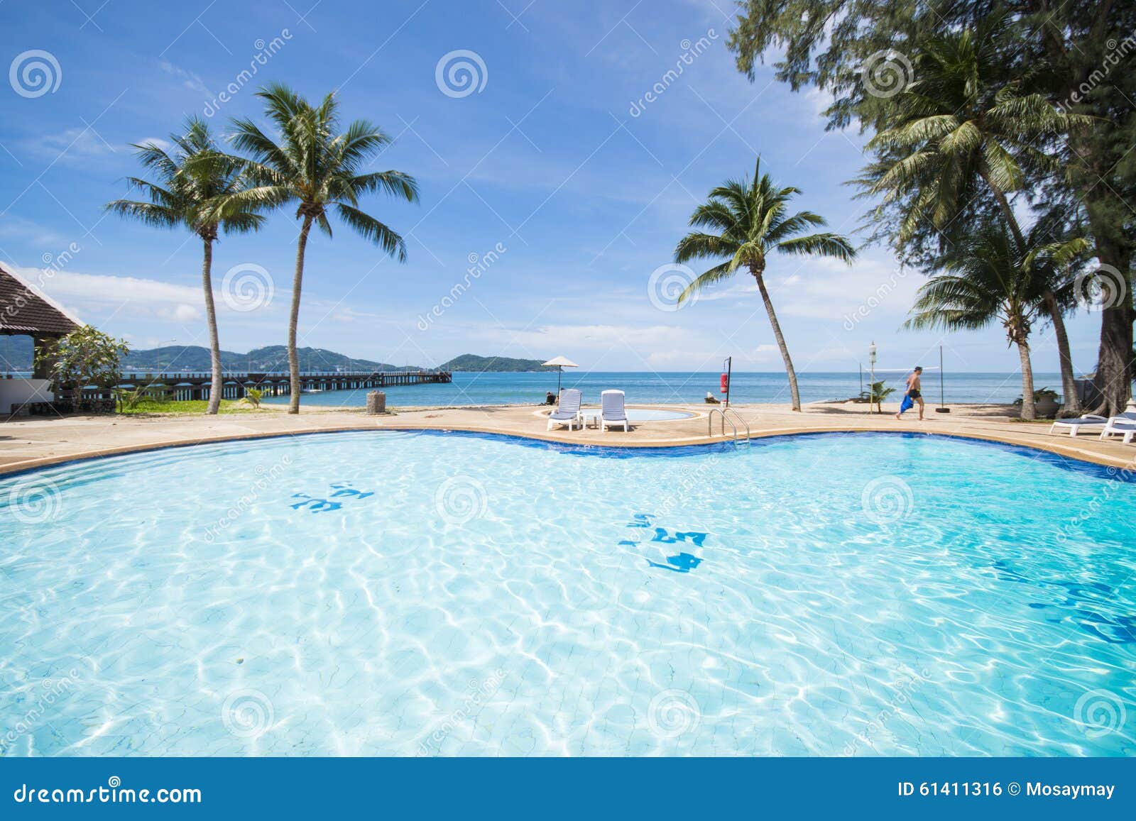 Beautiful Swimming Pool Overlooking the Sea Stock Photo - Image of ...