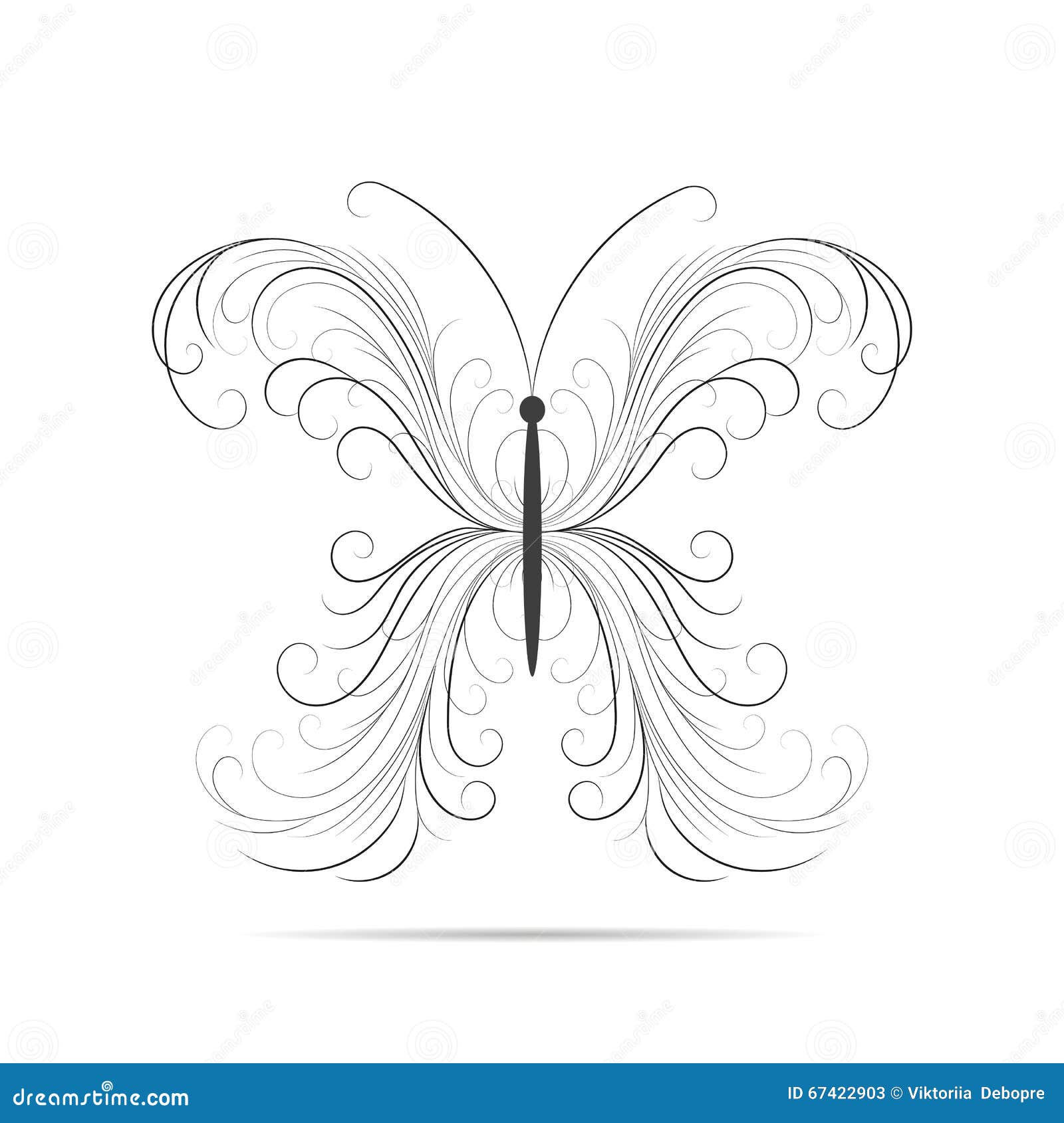 Beautiful Swirl Pattern in Shape of a Butterfly. Stock Vector ...