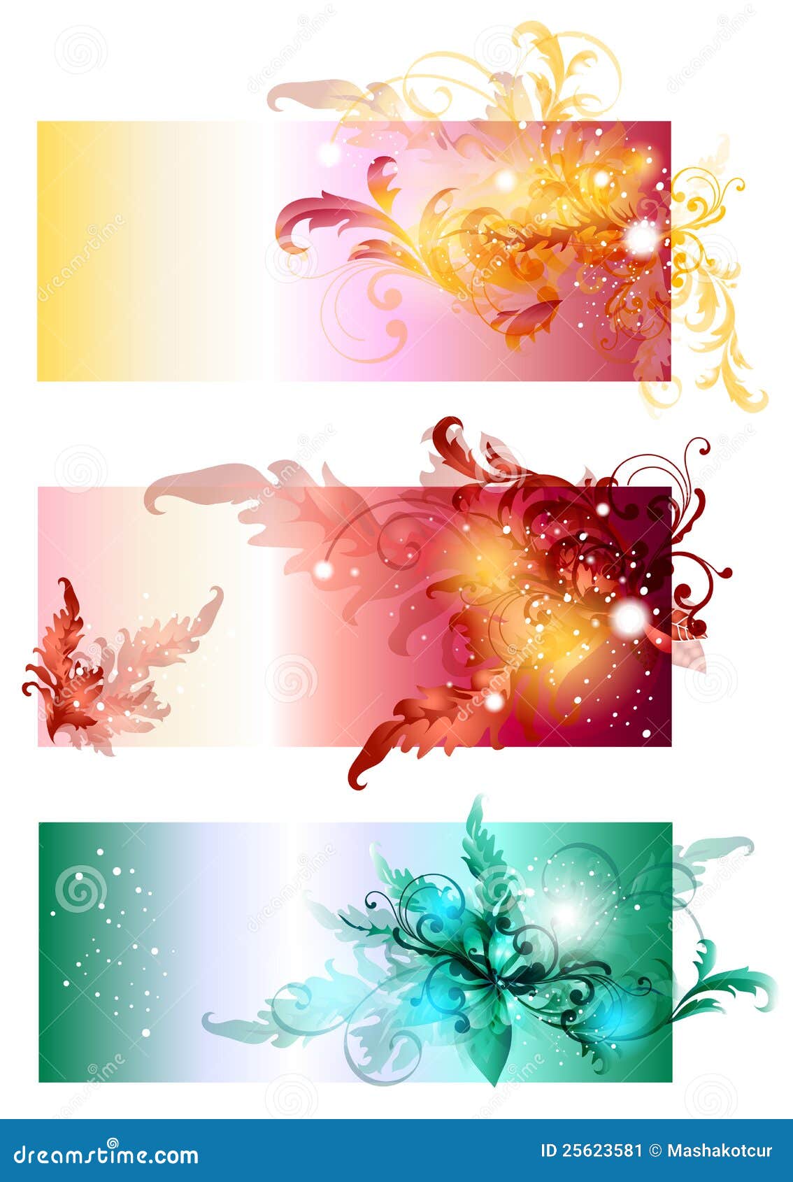 Beautiful Swirly Banners Set Stock Vector - Illustration of border ...