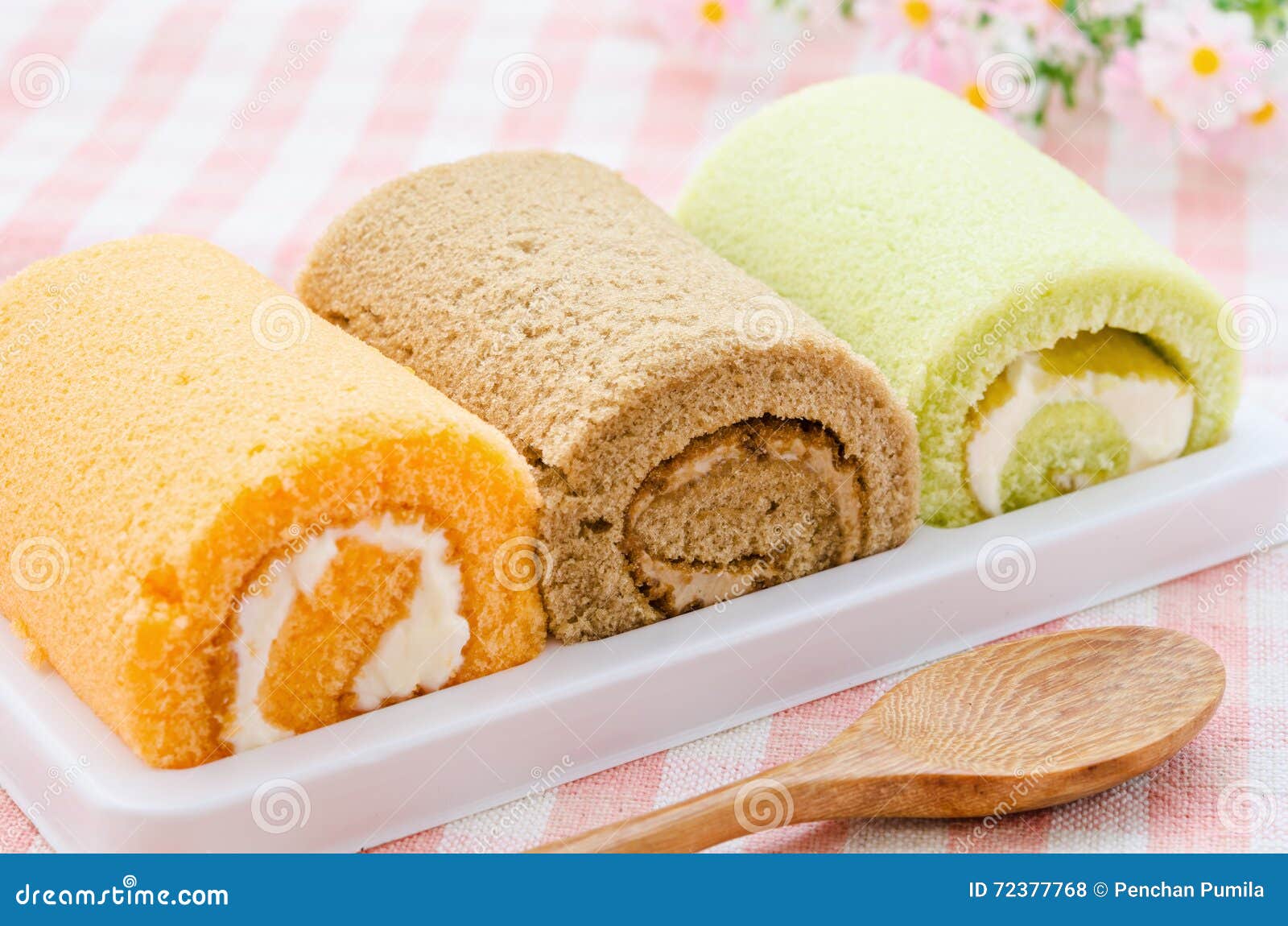 Beautiful Swiss Roll Cakes. Stock Photo - Image of homemade, piece ...