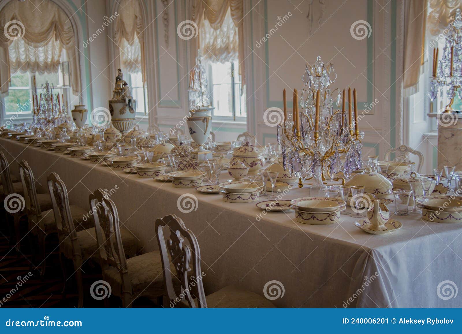 Beautiful Table Setting with Candles in a Candlestick Stock Image ...