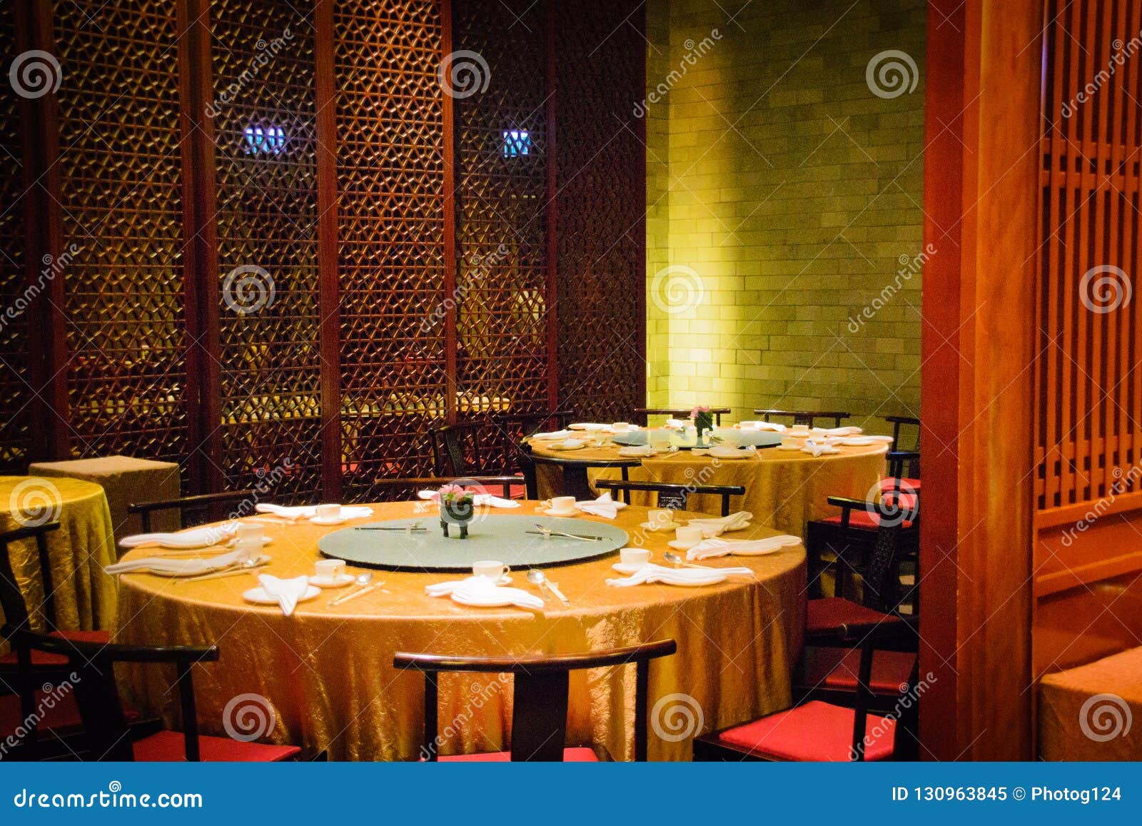 Table Setting in Beautiful Chinese Restaurant Stock Image - Image of ...