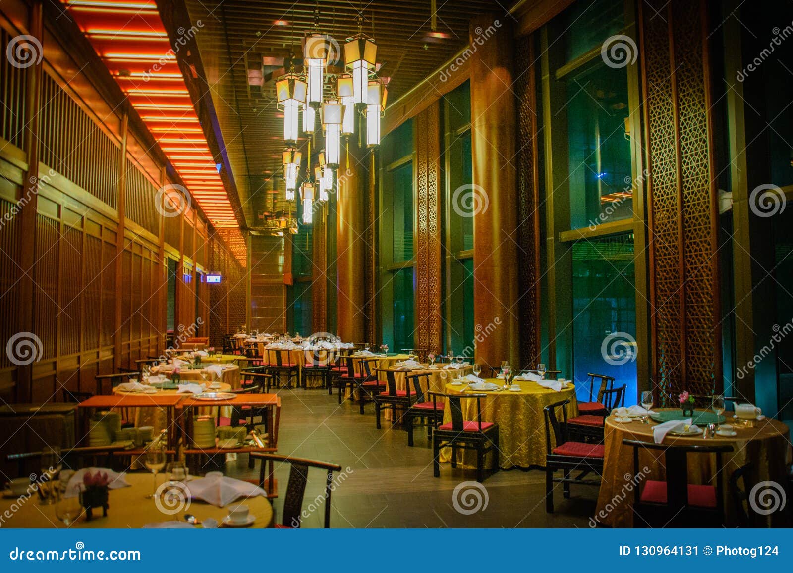 Table Setting in Beautiful Chinese Restaurant Stock Image - Image of ...