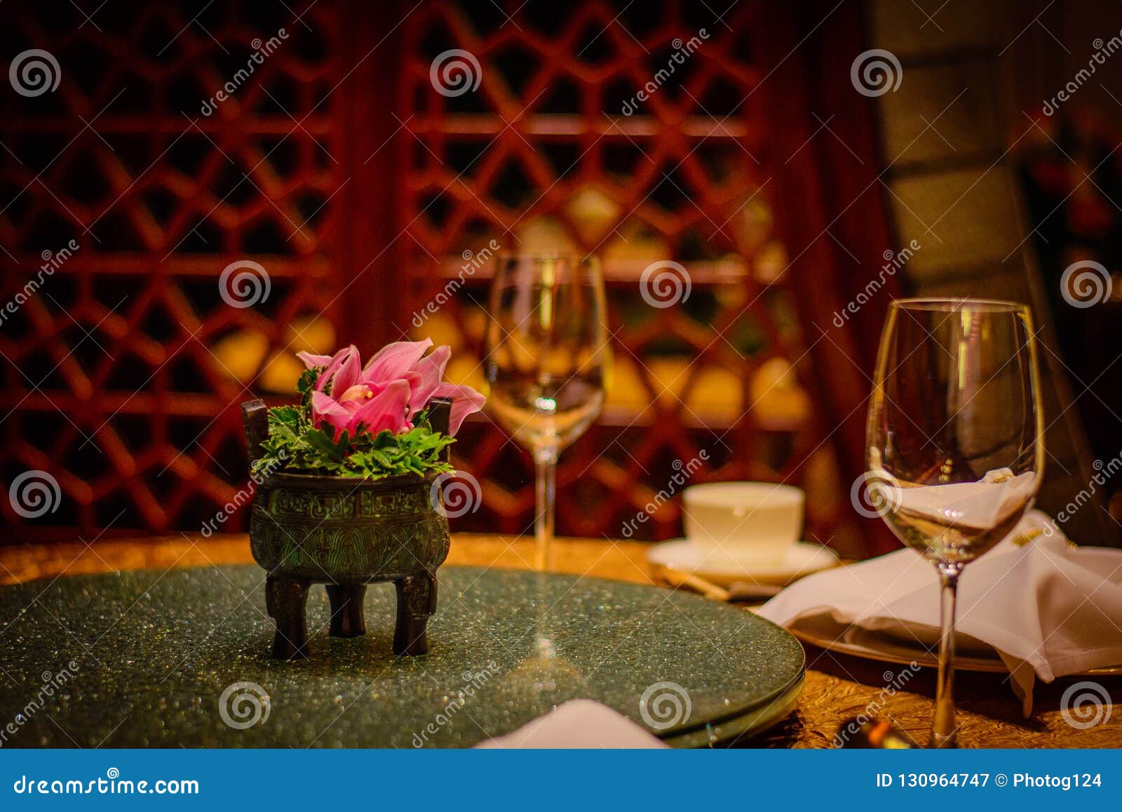 Table Setting in Beautiful Chinese Restaurant Stock Image - Image of ...