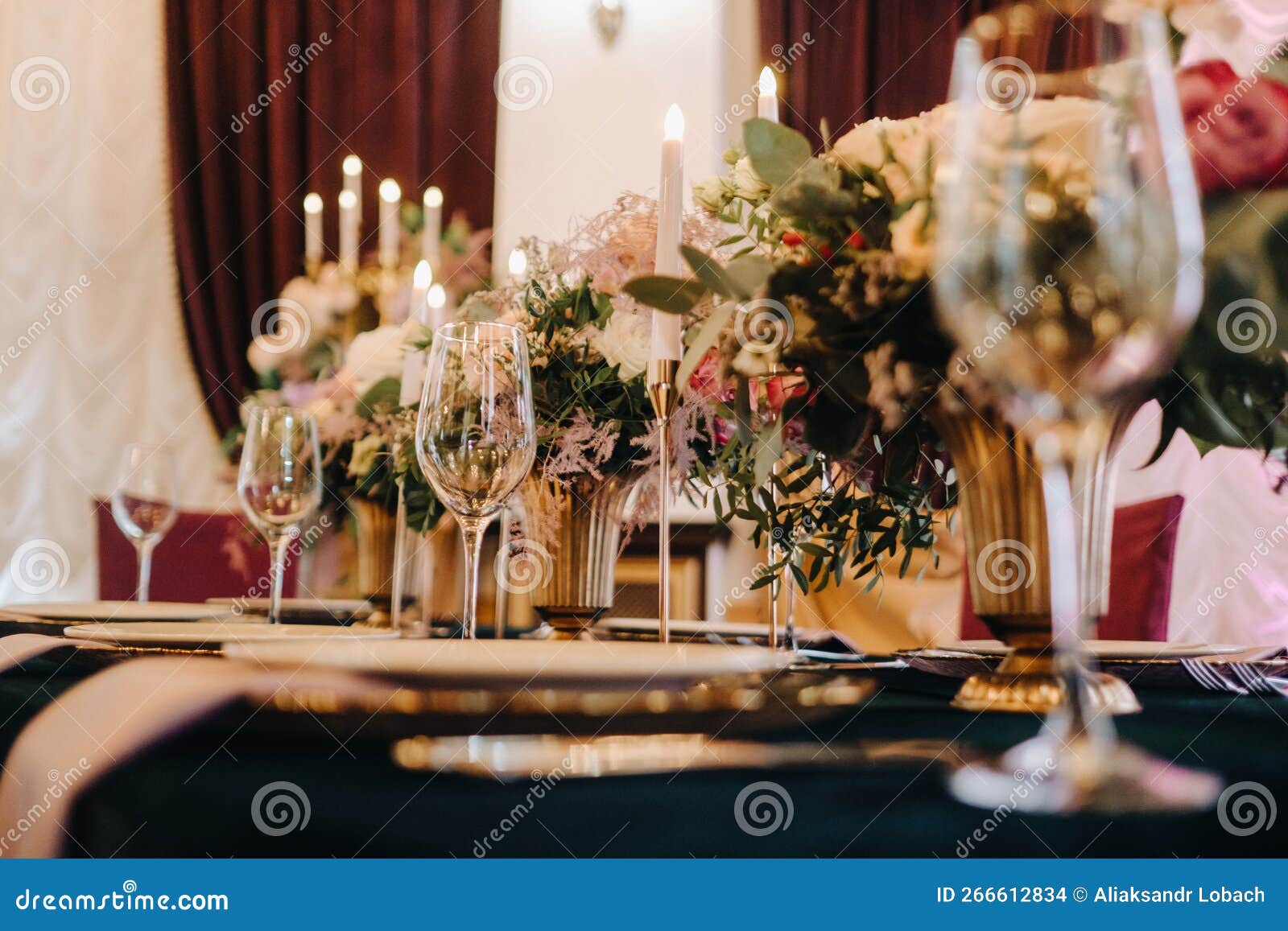 Beautiful Table Setting with Floral Decor for a Holiday Stock Photo ...