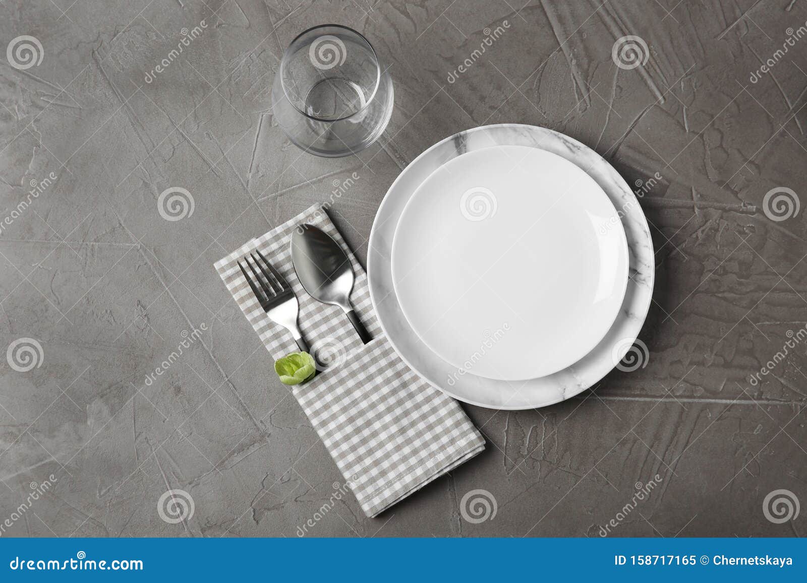 Beautiful Table Setting on Grey Background Stock Image - Image of ...