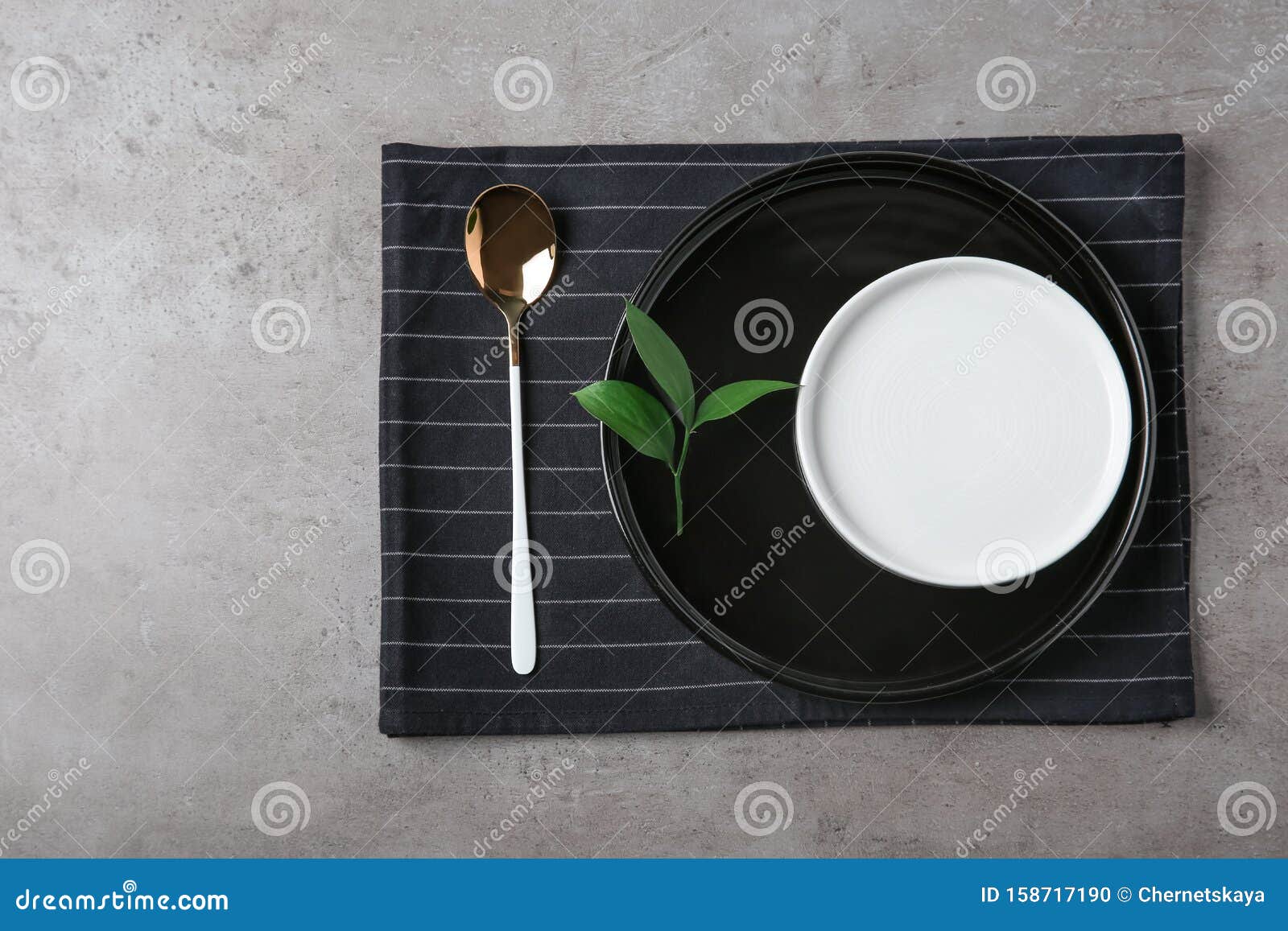 Beautiful Table Setting on Grey Background Stock Photo - Image of ...