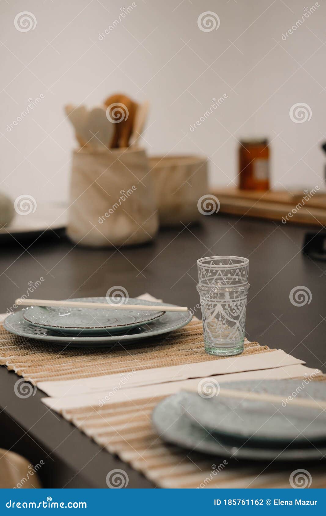 Beautiful Table Setting for the Interior of the Dining Room Stock Photo ...