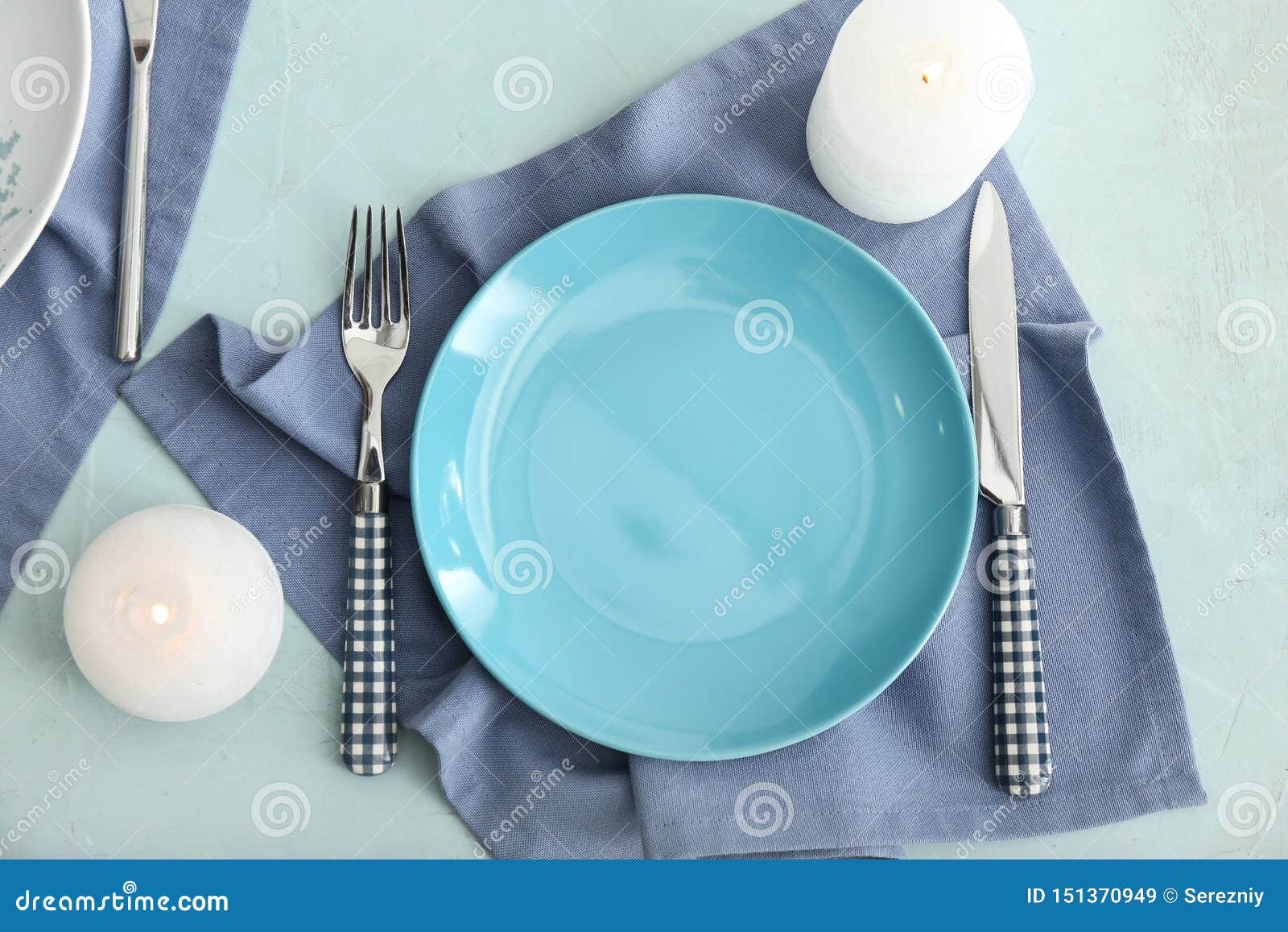 Beautiful Table Setting on Light Color Background Stock Image - Image ...