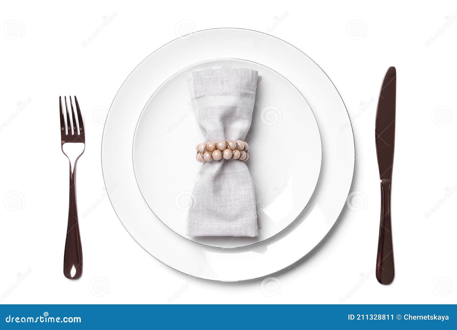 Beautiful Table Setting on White Background, Top View Stock Image ...