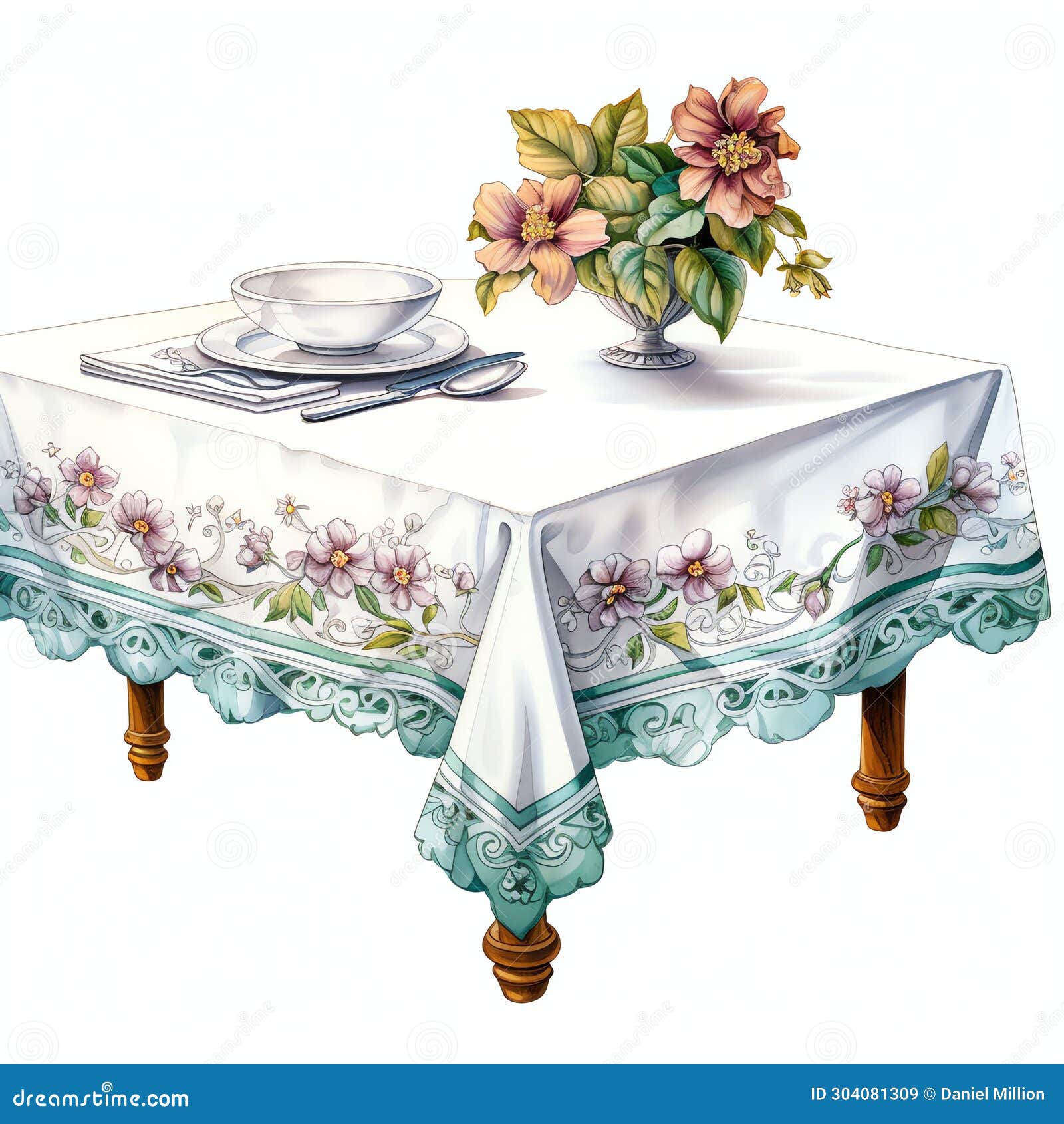 Beautiful Tablecloth Clipart Illustration Stock Illustration ...