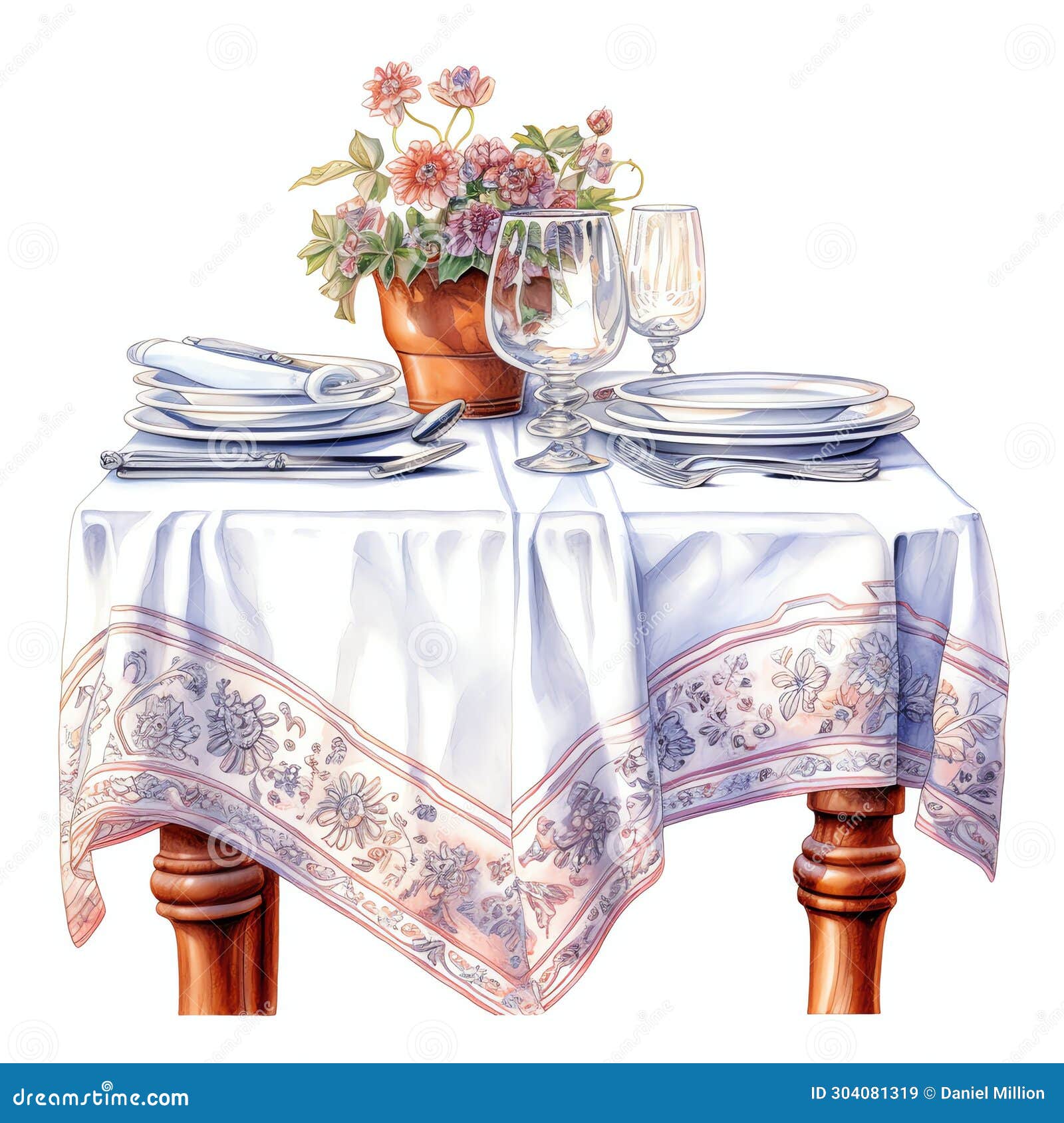 Beautiful Tablecloth Clipart Illustration Stock Illustration ...