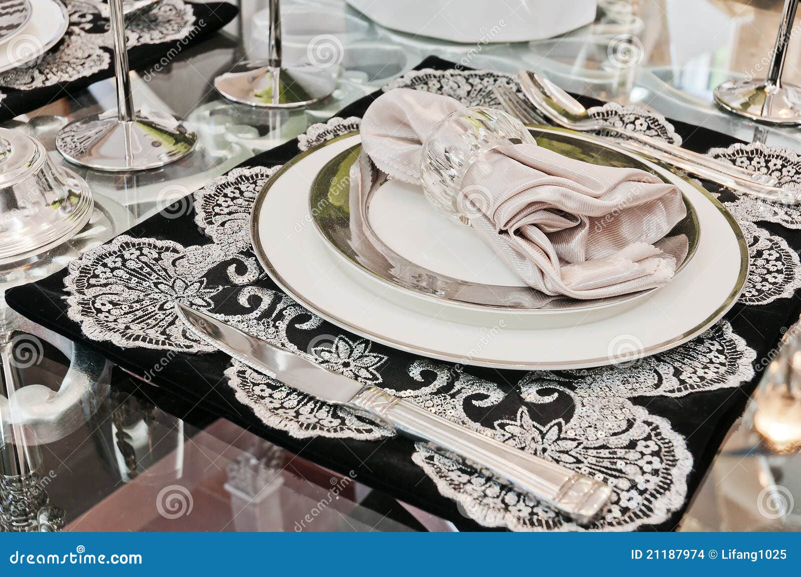 Beautiful tableware stock photo. Image of flower, fork - 21187974