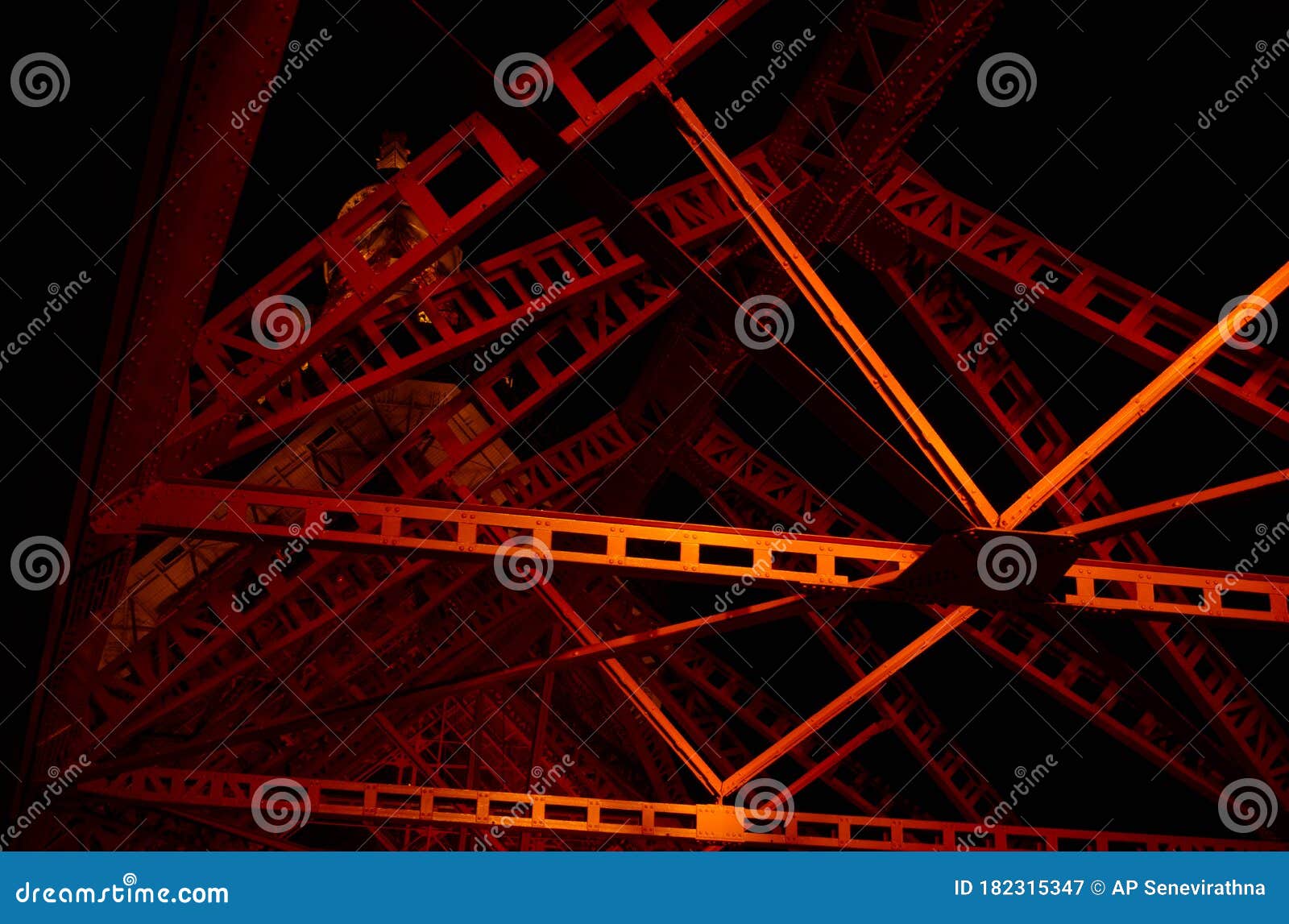 Beautiful Tall Tower Frame Structure Illumination at Night Stock Image ...