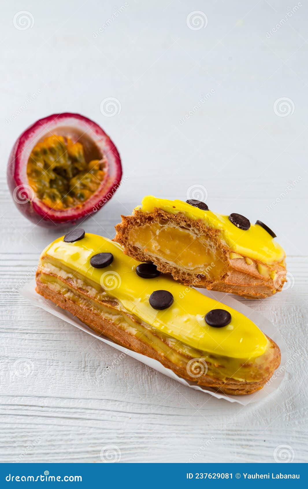 Beautiful and Tasty Eclair with Yellow Glaze and Mango-passion Fruit ...