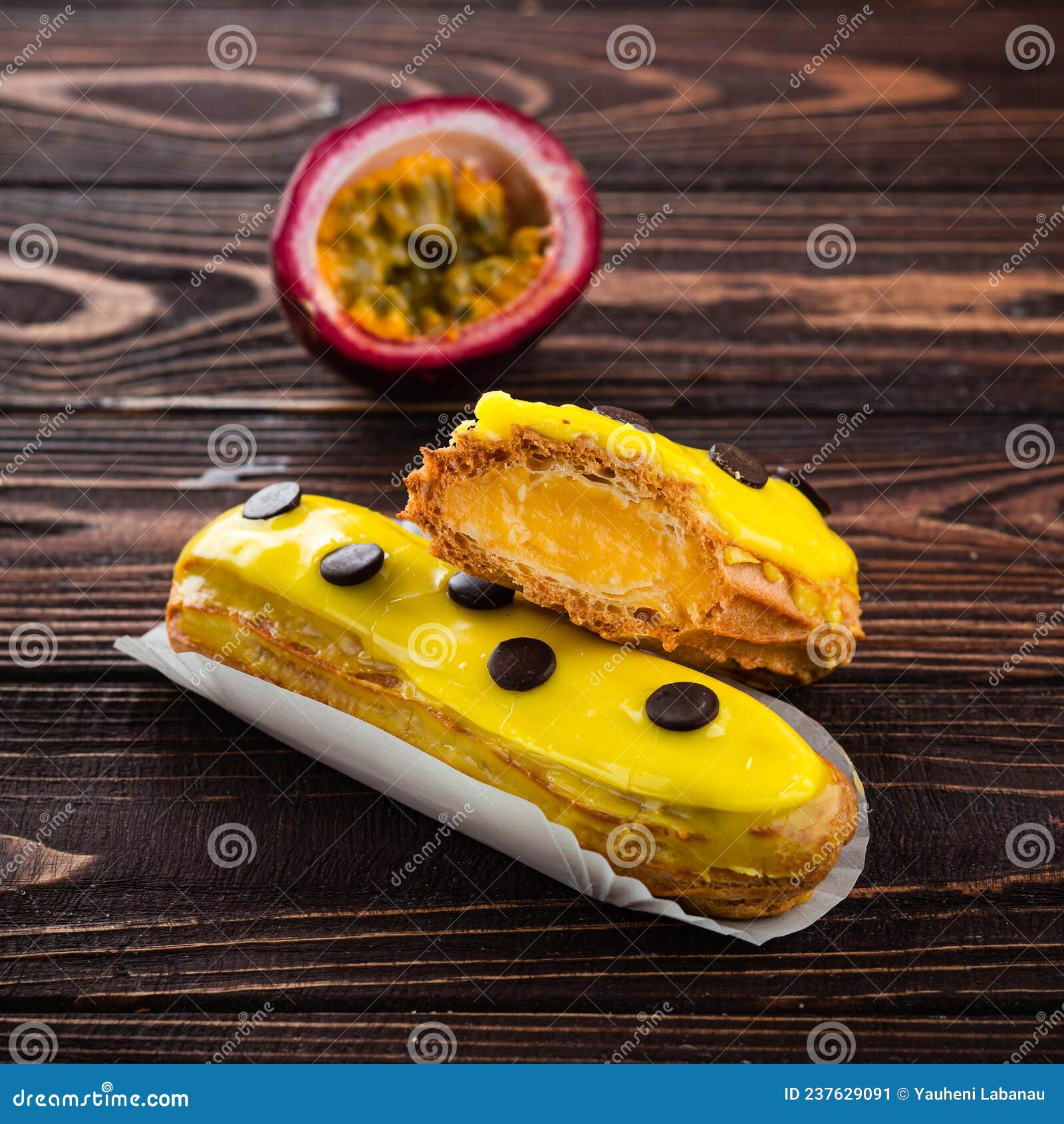 Beautiful and Tasty Eclair with Yellow Glaze and Mango-passion Fruit ...