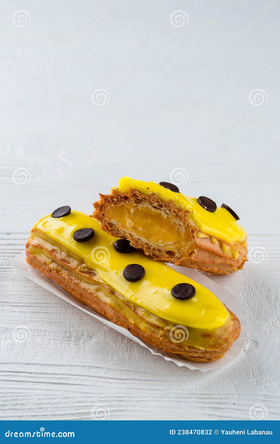 Beautiful and Tasty Eclair with Yellow Glaze and Mango-passion Fruit ...