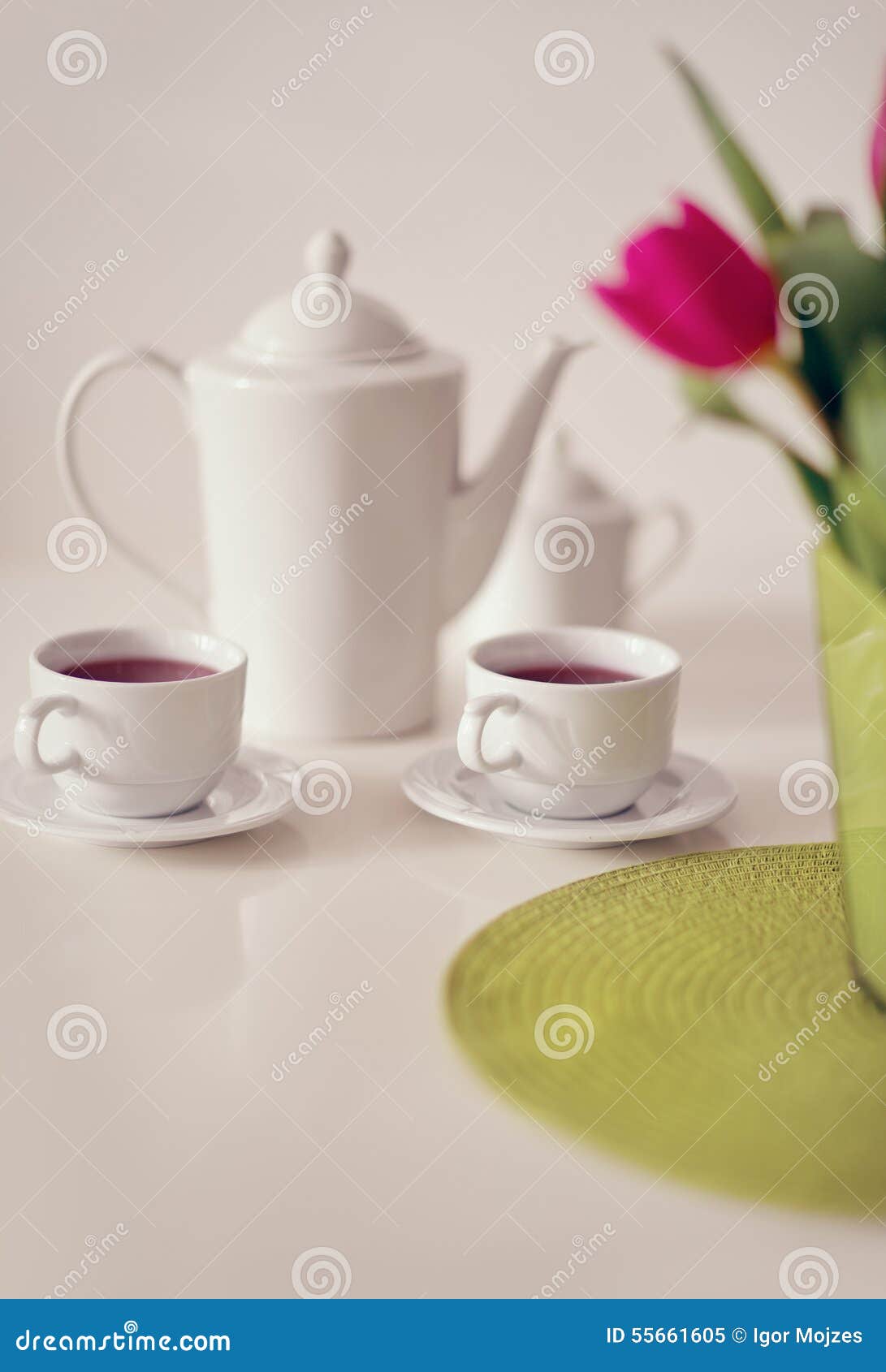 Beautiful Tea Service on Table Stock Image - Image of fresh, relaxation ...