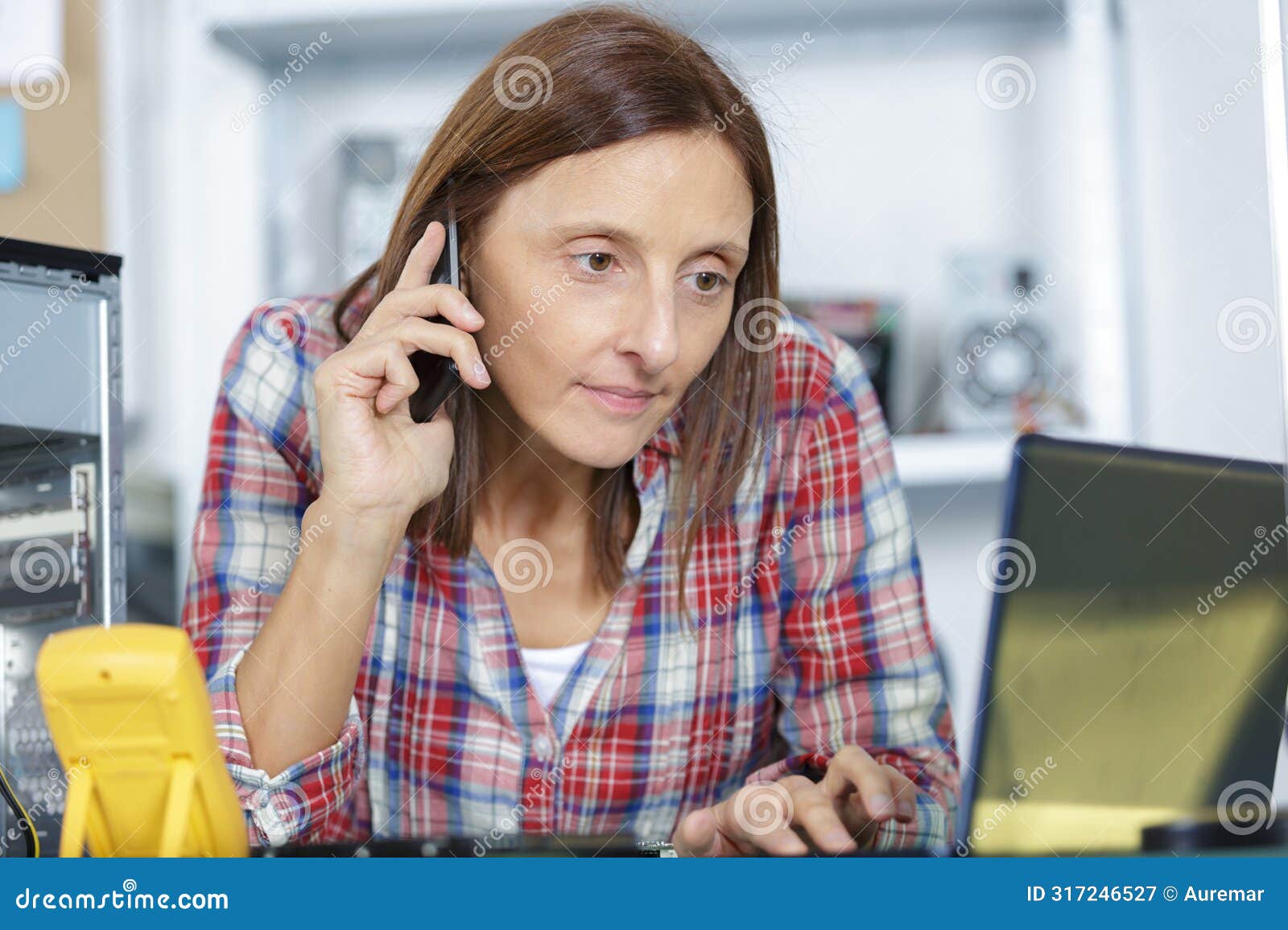 Beautiful Technical Support Checking Computer Stock Image - Image of ...
