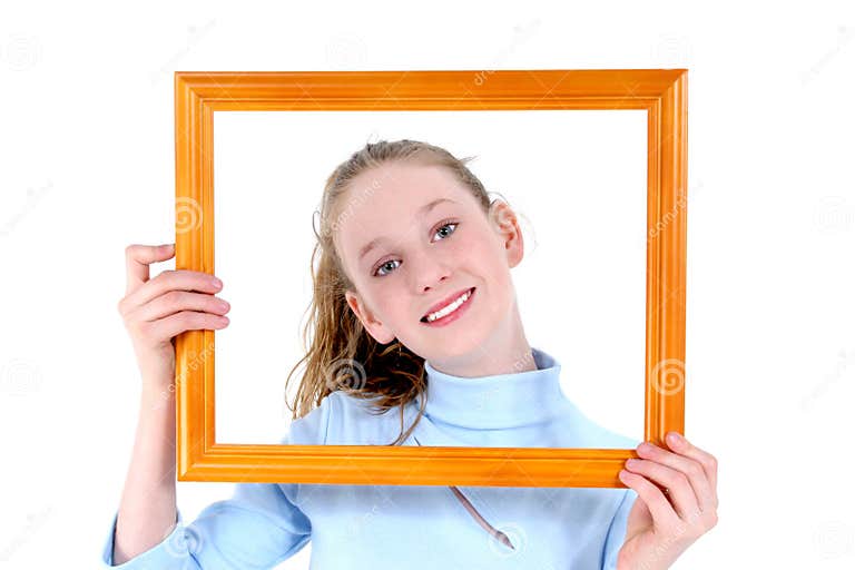 Beautiful Teen in a Frame stock photo. Image of white, cute - 100664