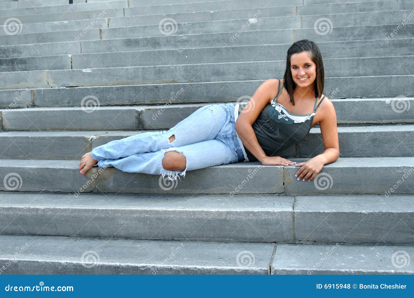 Beautiful Teen on Steps stock photo. Image of woman, happiness - 6915948