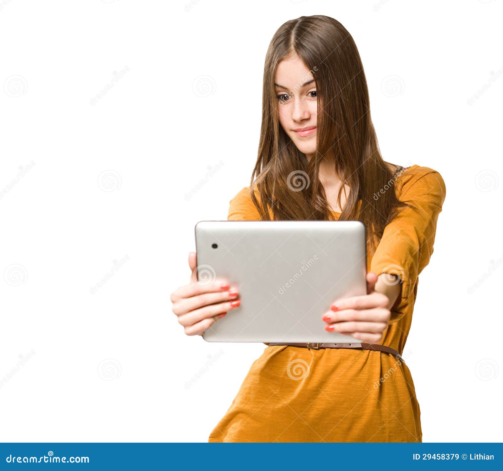 Beautiful Teen Using Tablet Computer. Stock Image - Image of student ...