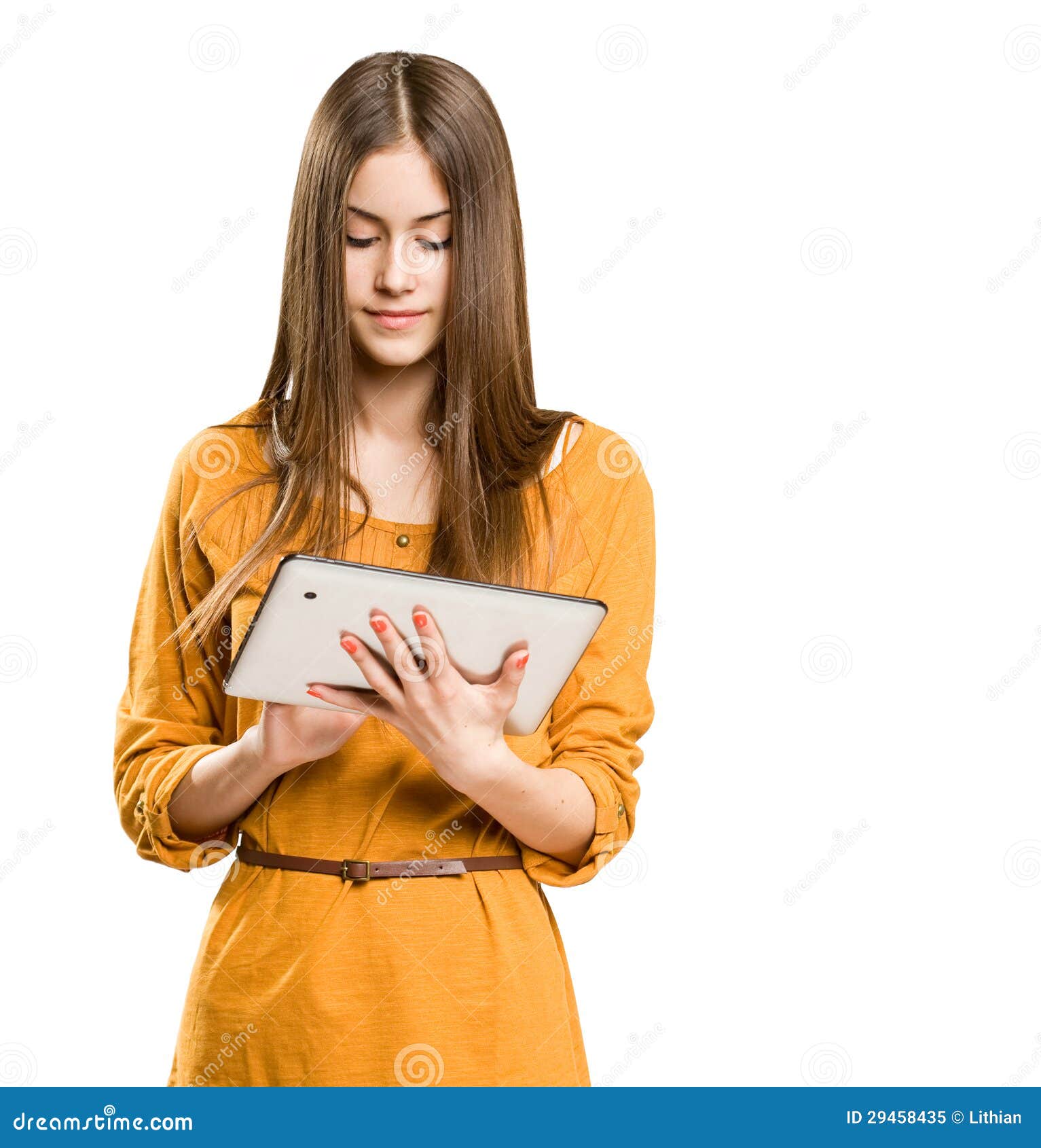 Beautiful Teen Using Tablet Computer. Stock Image - Image of computer ...