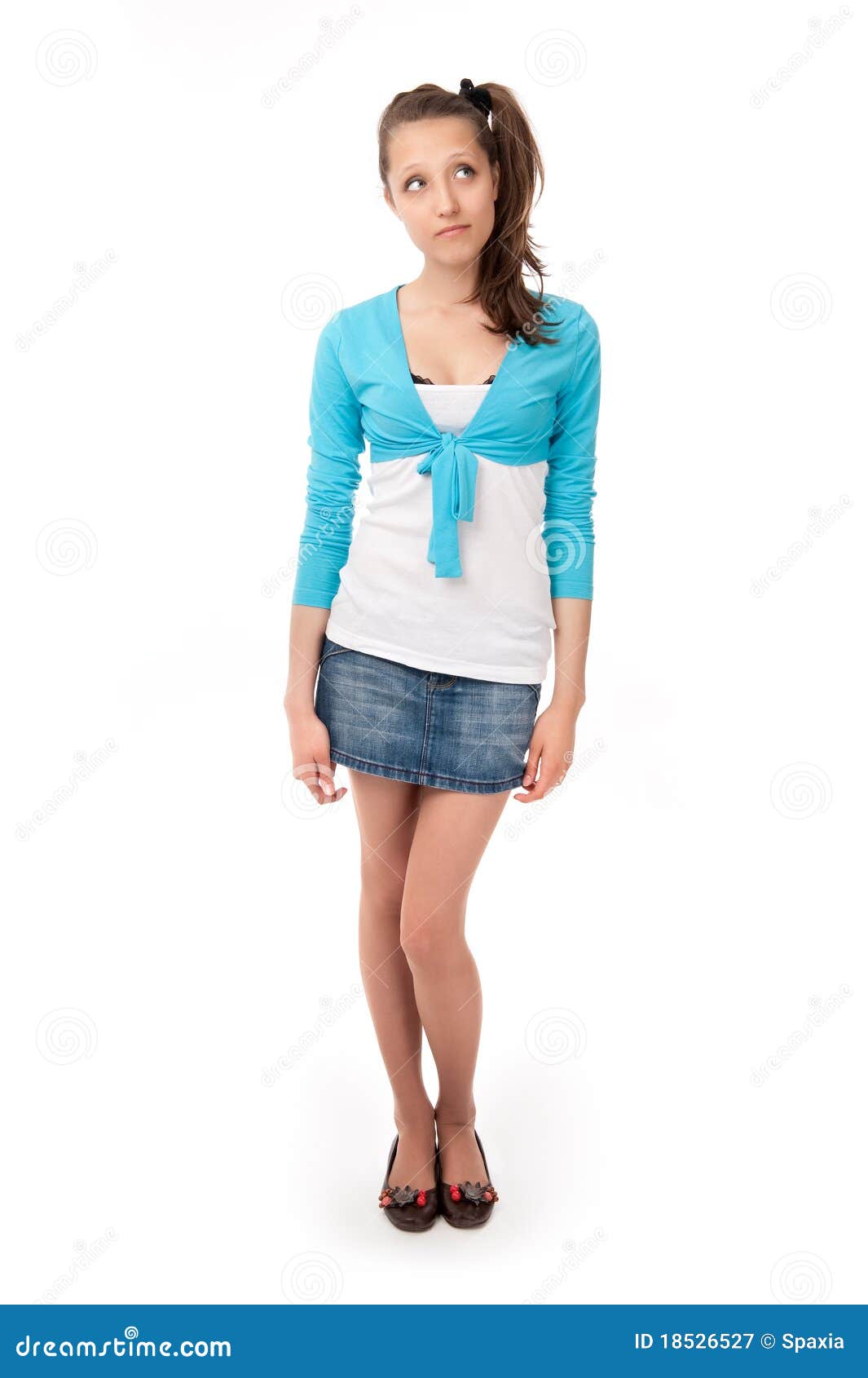 Beautiful Teenager. Looking Up into the Corner Stock Image - Image of ...
