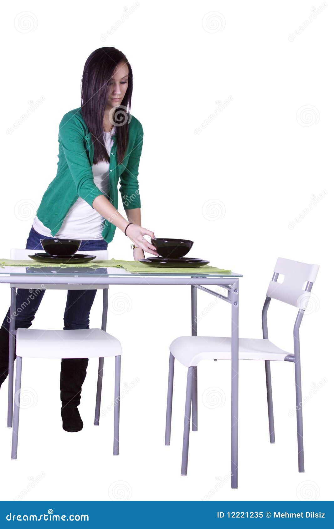 Beautiful Teenager Preparing the Table Stock Image - Image of setting ...