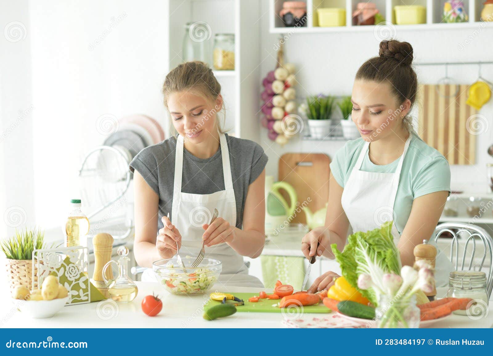 Beautiful Teenagers Cooking Stock Image - Image of crockery, fresh ...