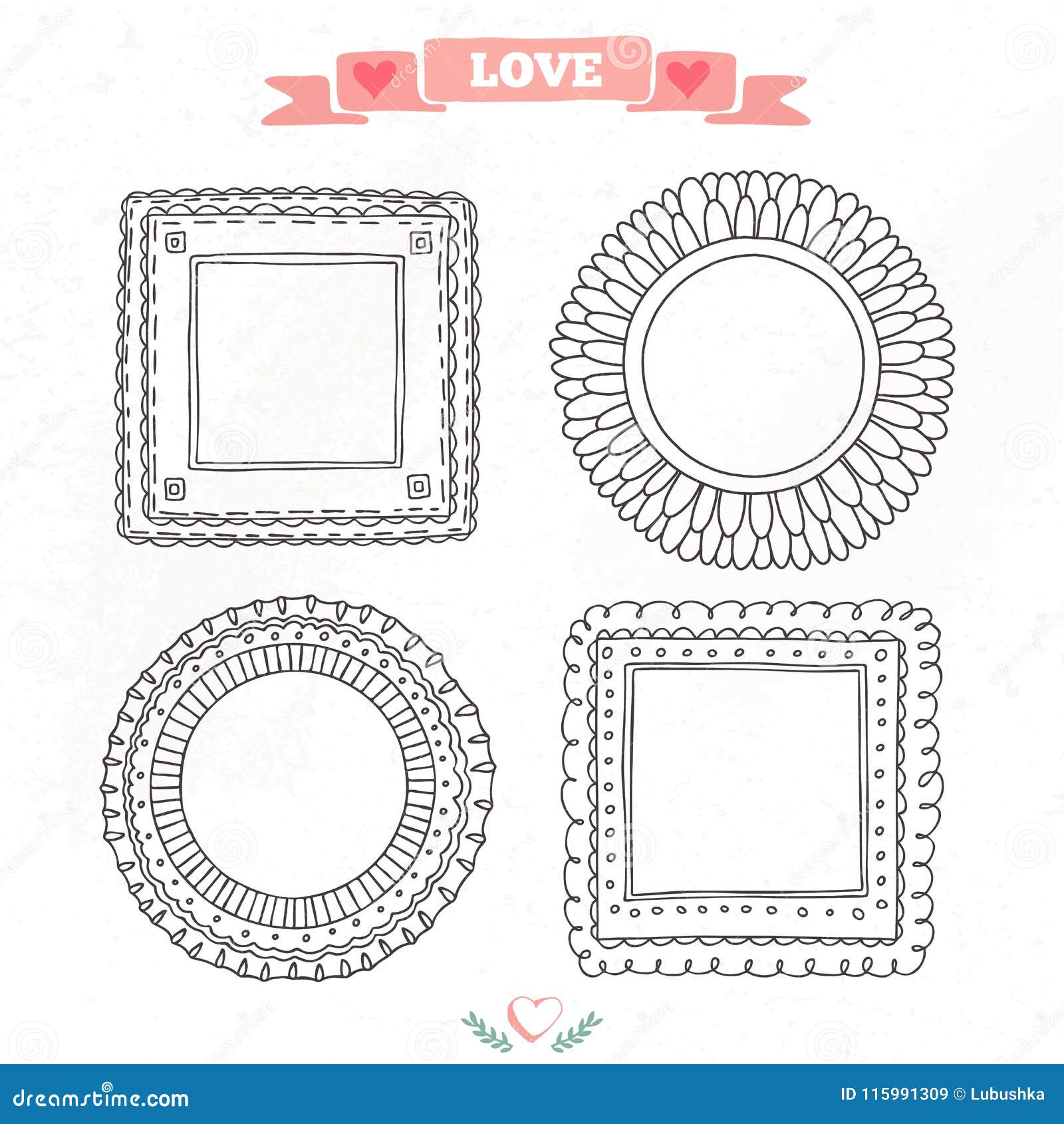 Beautiful Template Hand Drawn Frames. Stock Vector - Illustration of ...