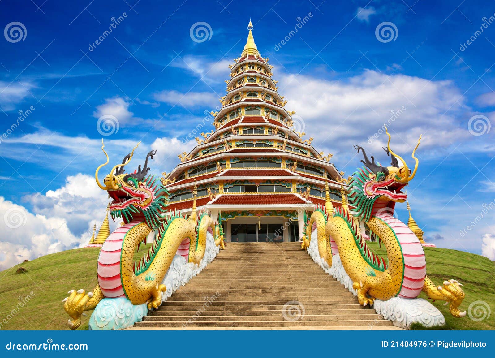 Beautiful Temple on Blue Sky Background Stock Photo - Image of historic ...
