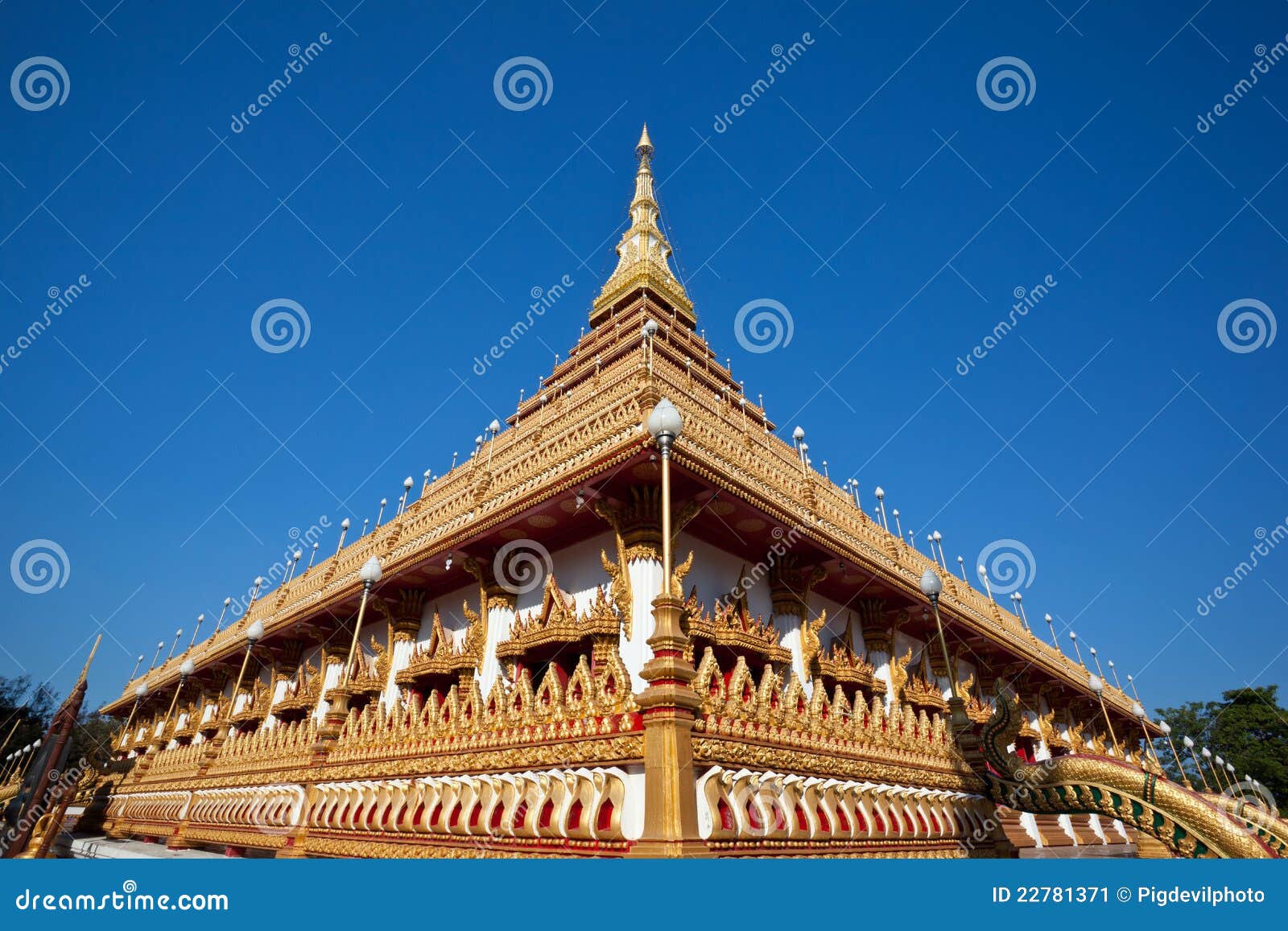 Beautiful Temple on Blue Sky Background Stock Image - Image of artwork ...