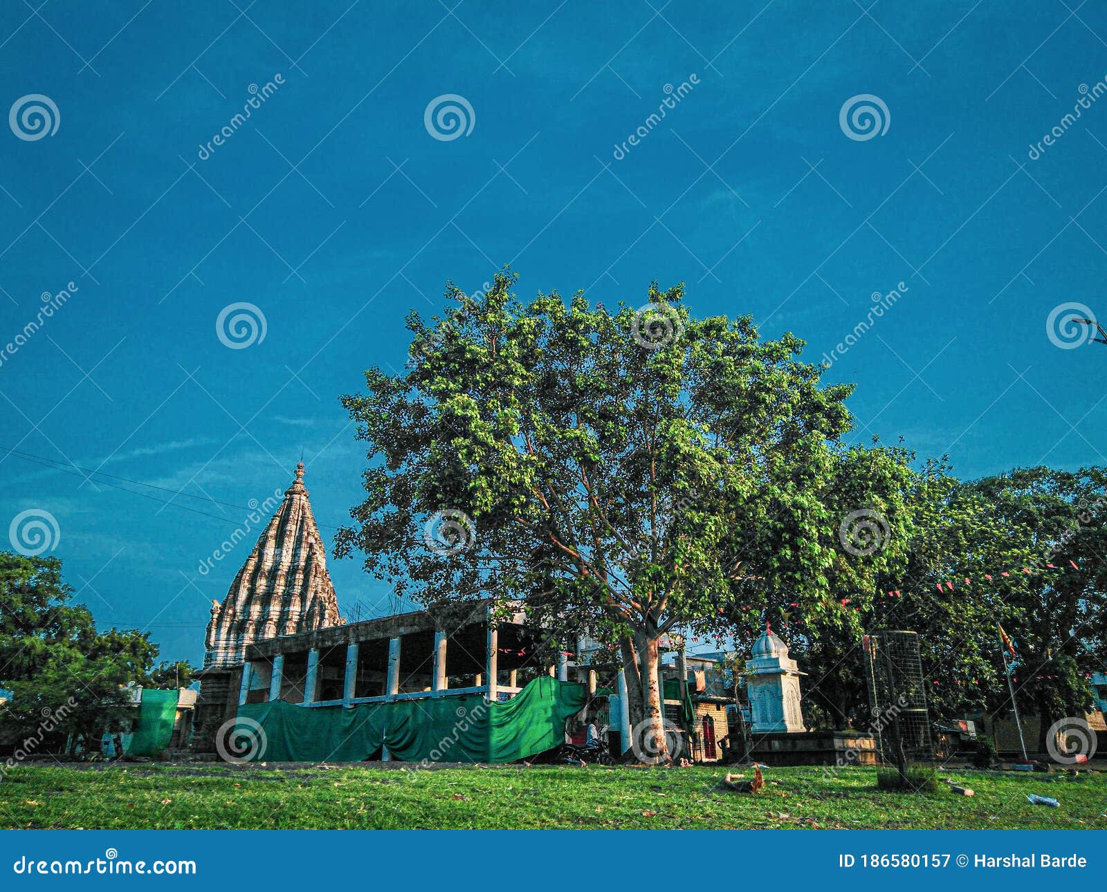 A Beautiful Temple in the Garden with Tree in Front Side Stock Image ...