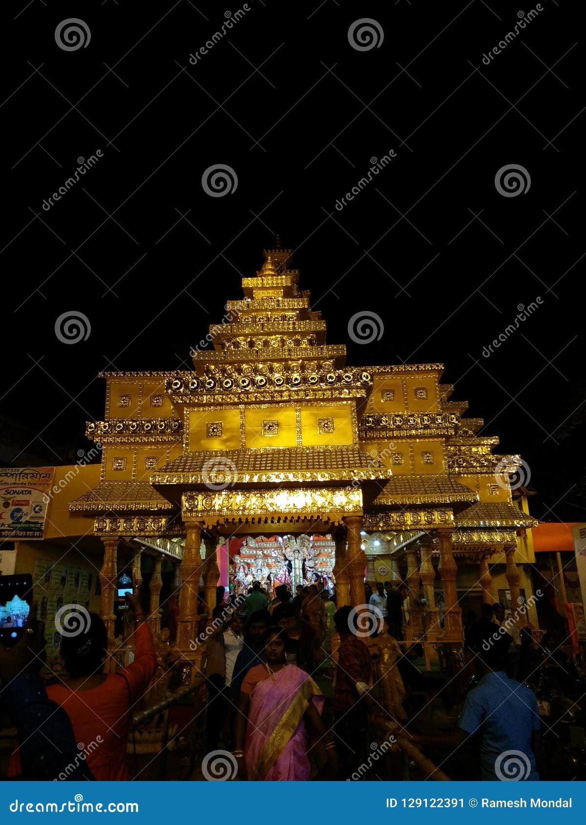 Temple stock image. Image of colour, night, temple, gold - 129122391