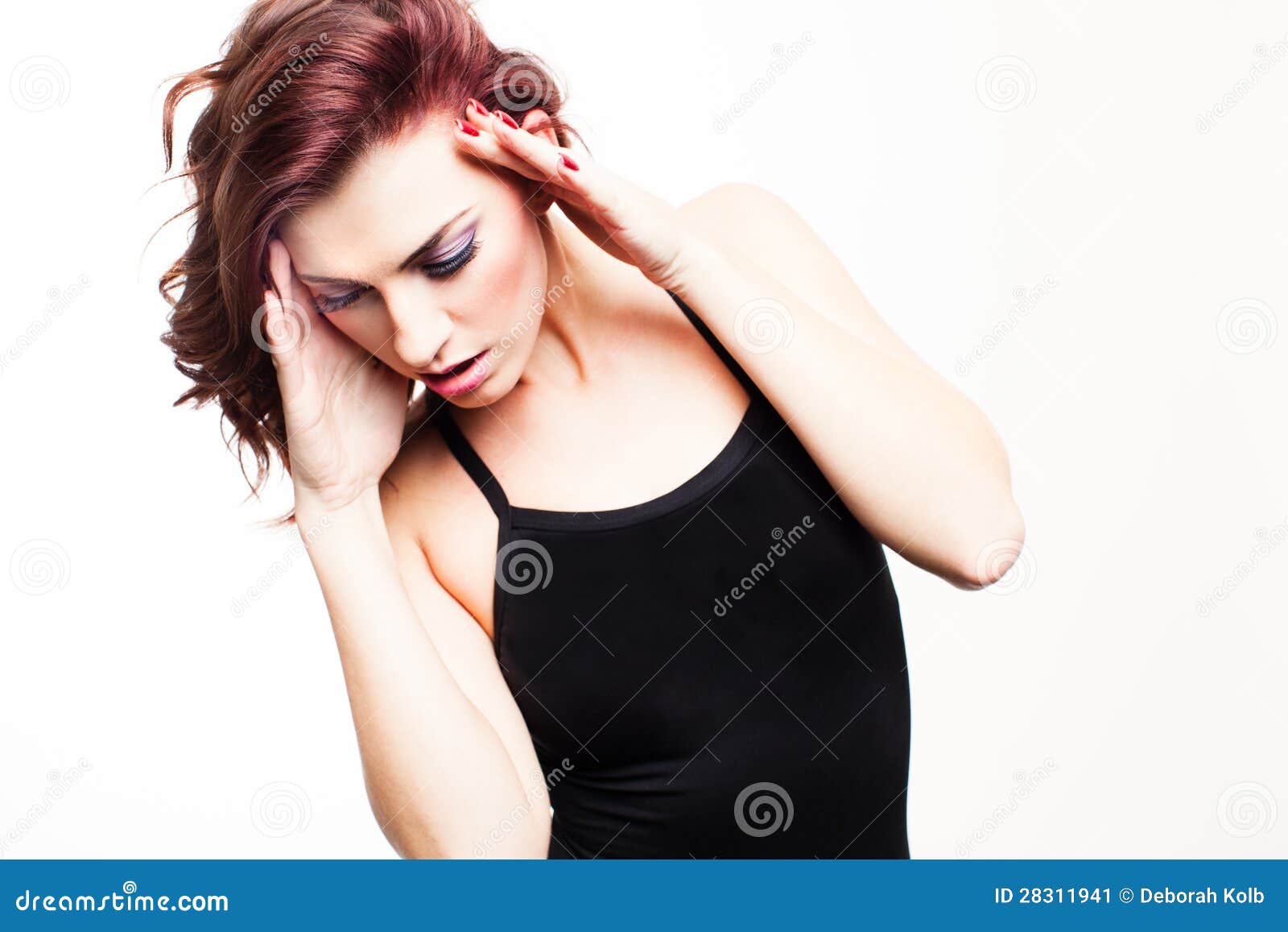 Beautiful Tense Woman with a Headache Stock Image - Image of fresh ...
