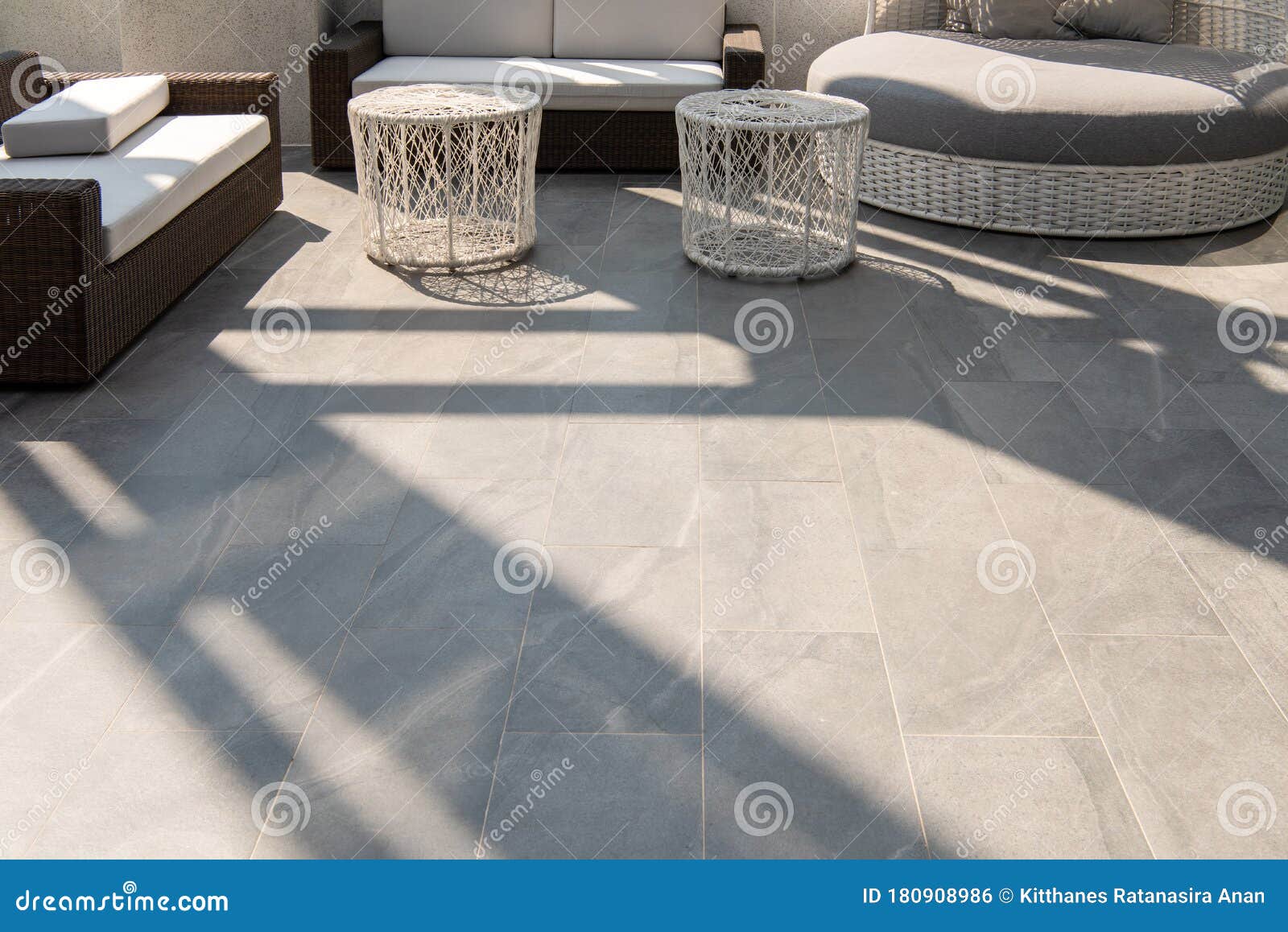 Beautiful Terrace, Grey Floor Tile Outdoor Stock Photo - Image of door ...