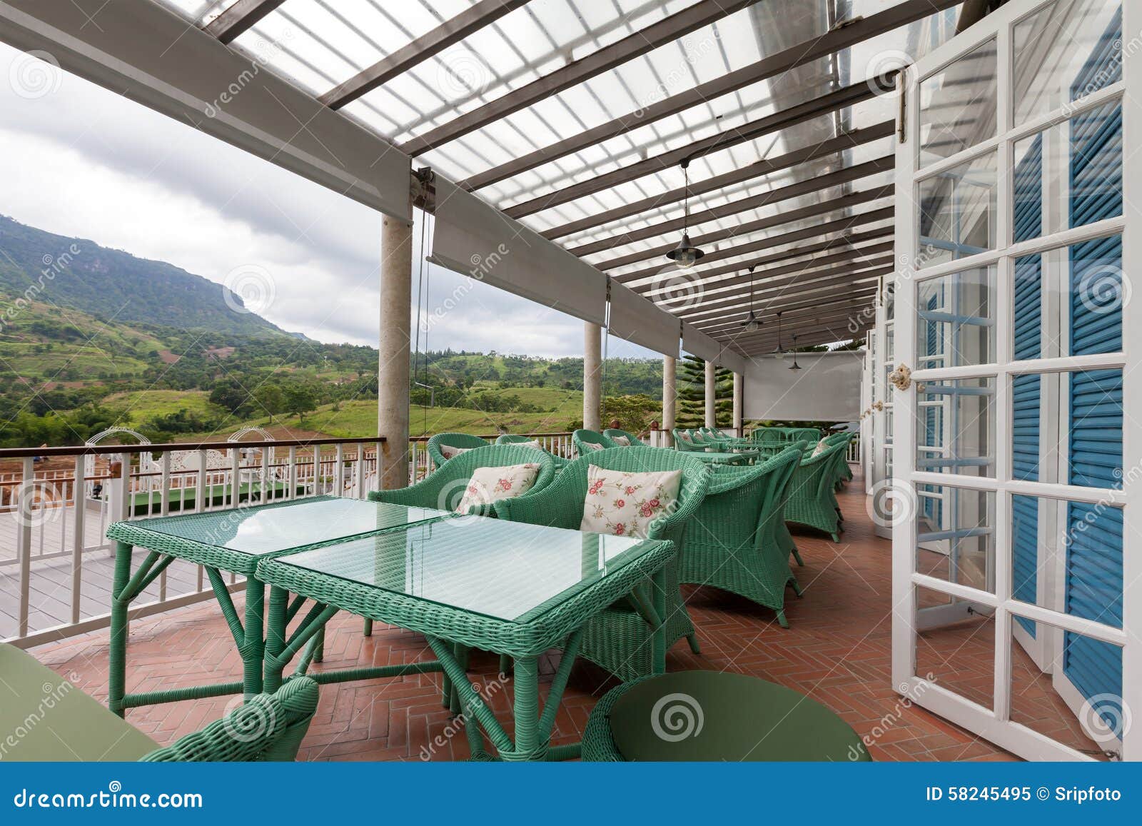 Beautiful Terrace Lounge with Mountain View Stock Image - Image of ...