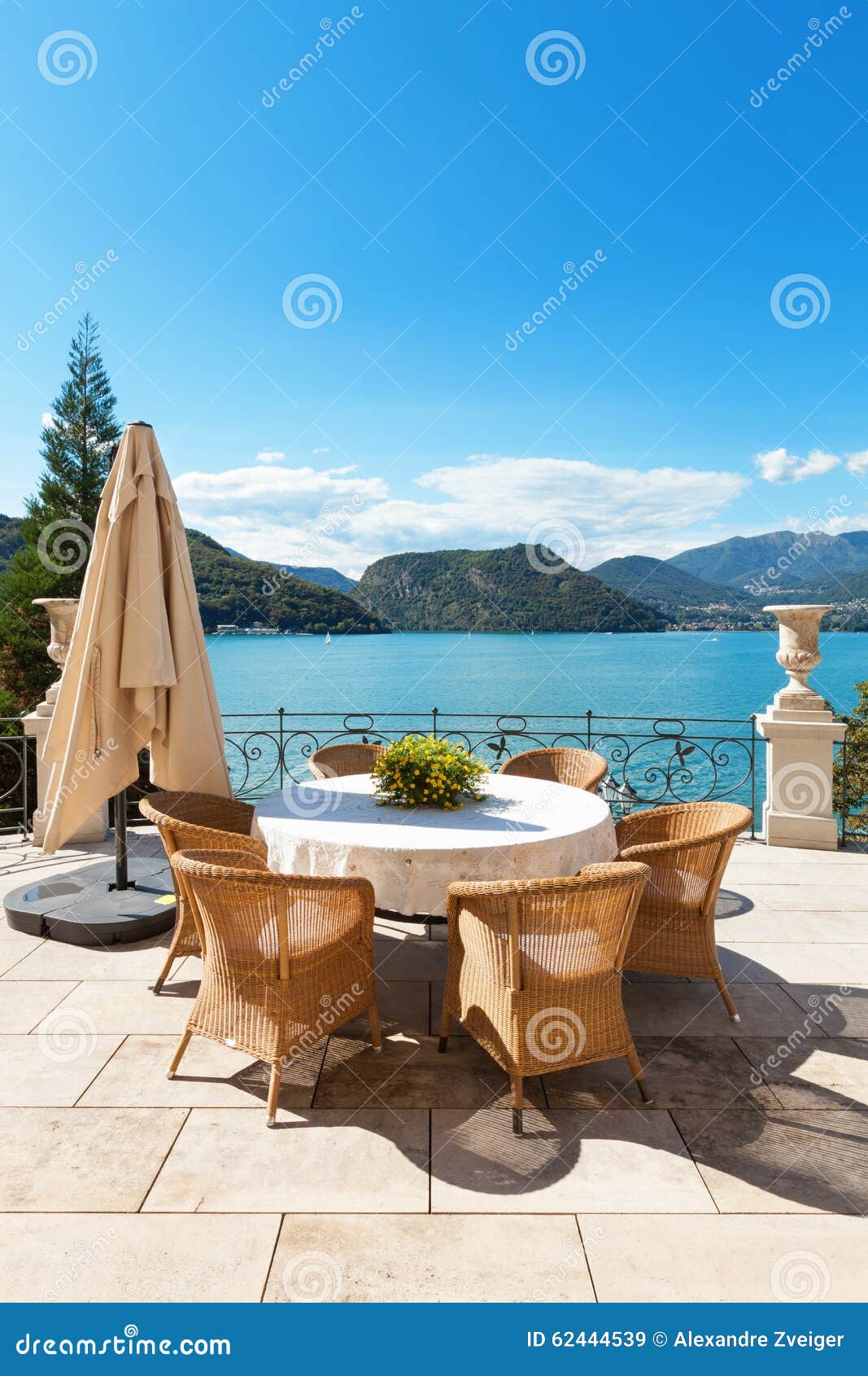 Beautiful Terrace Overlooking the Lake Stock Image - Image of landscape ...
