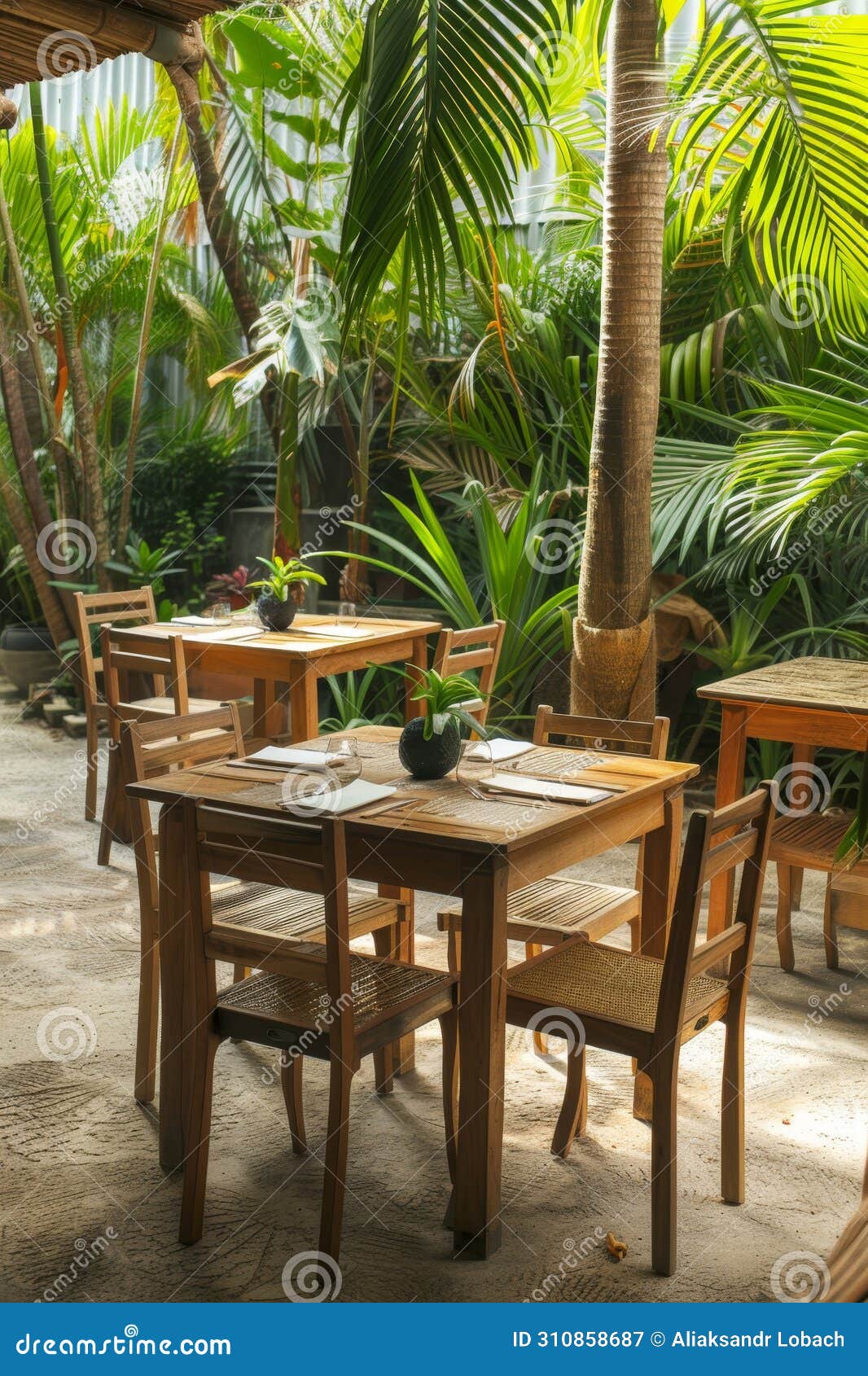 A Beautiful Terrace for Relaxing with a Dining Table and Chairs. Design ...