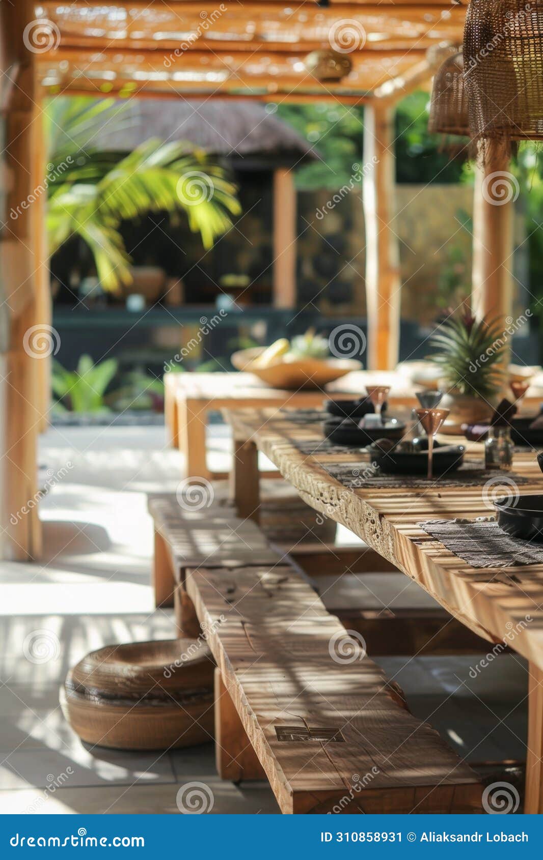 A Beautiful Terrace for Relaxing with a Dining Table and Chairs. Design ...