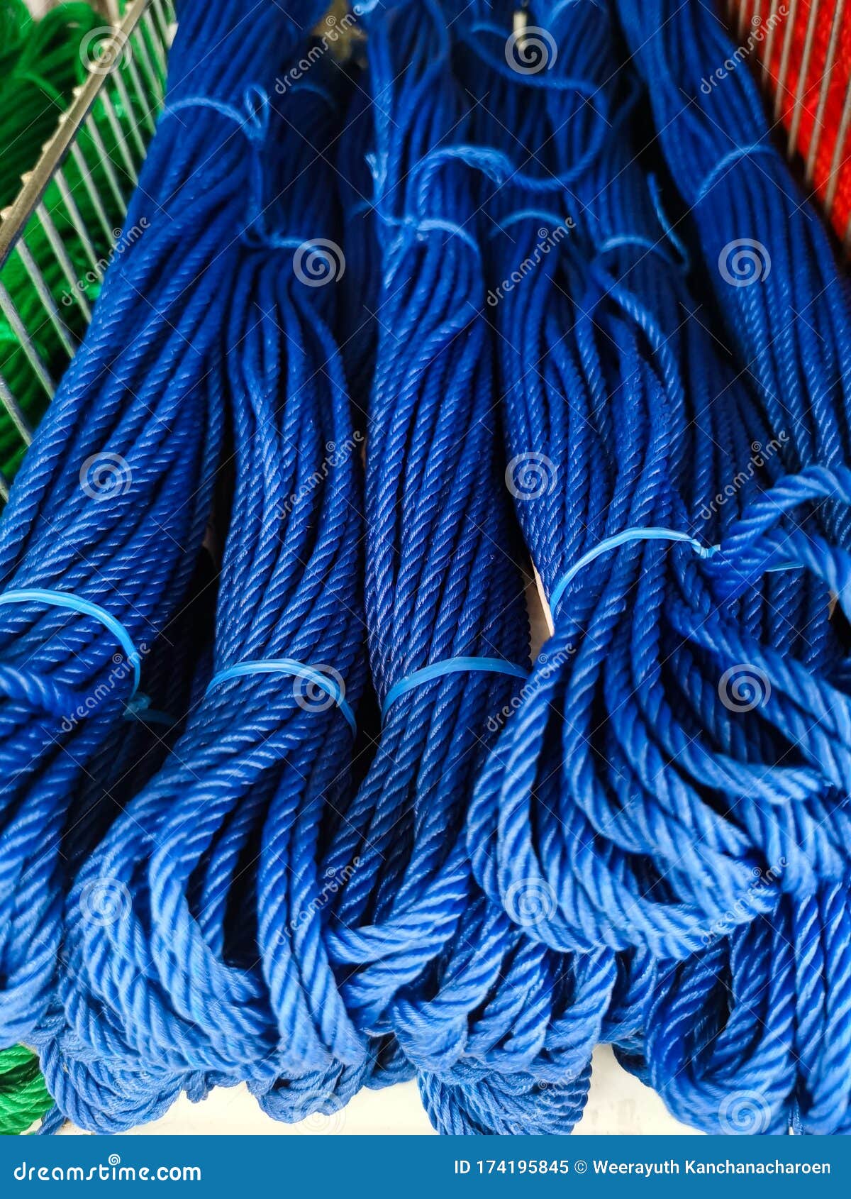 Beautiful Texture Blue Rope Pile Closeup Stock Image - Image of object ...