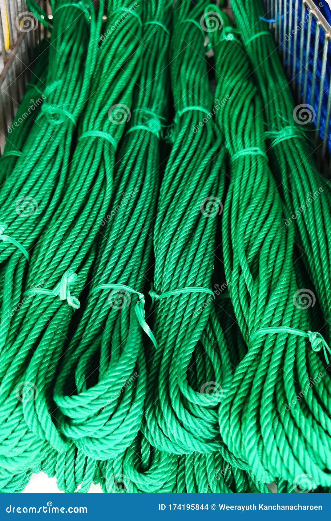 Beautiful Texture Green Rope Pile Closeup Stock Photo - Image of boat ...