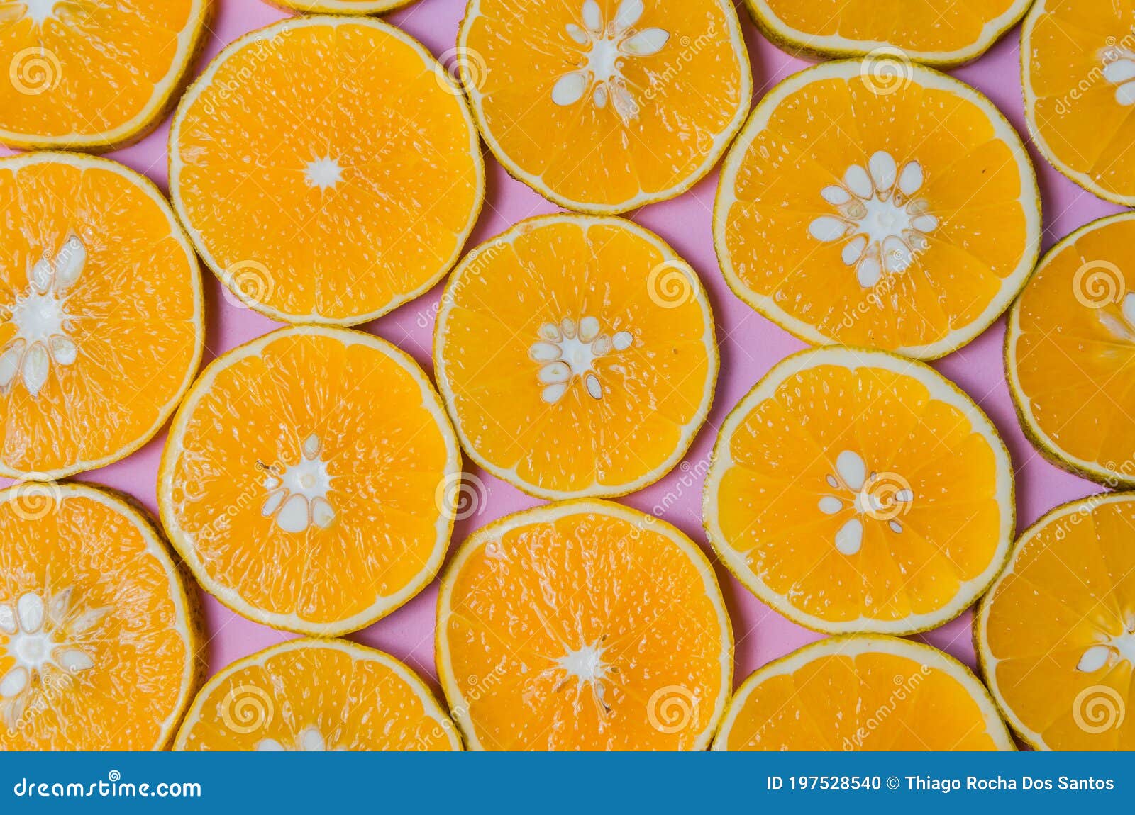 Beautiful Texture of Orange Slices on Pink Background Stock Photo ...
