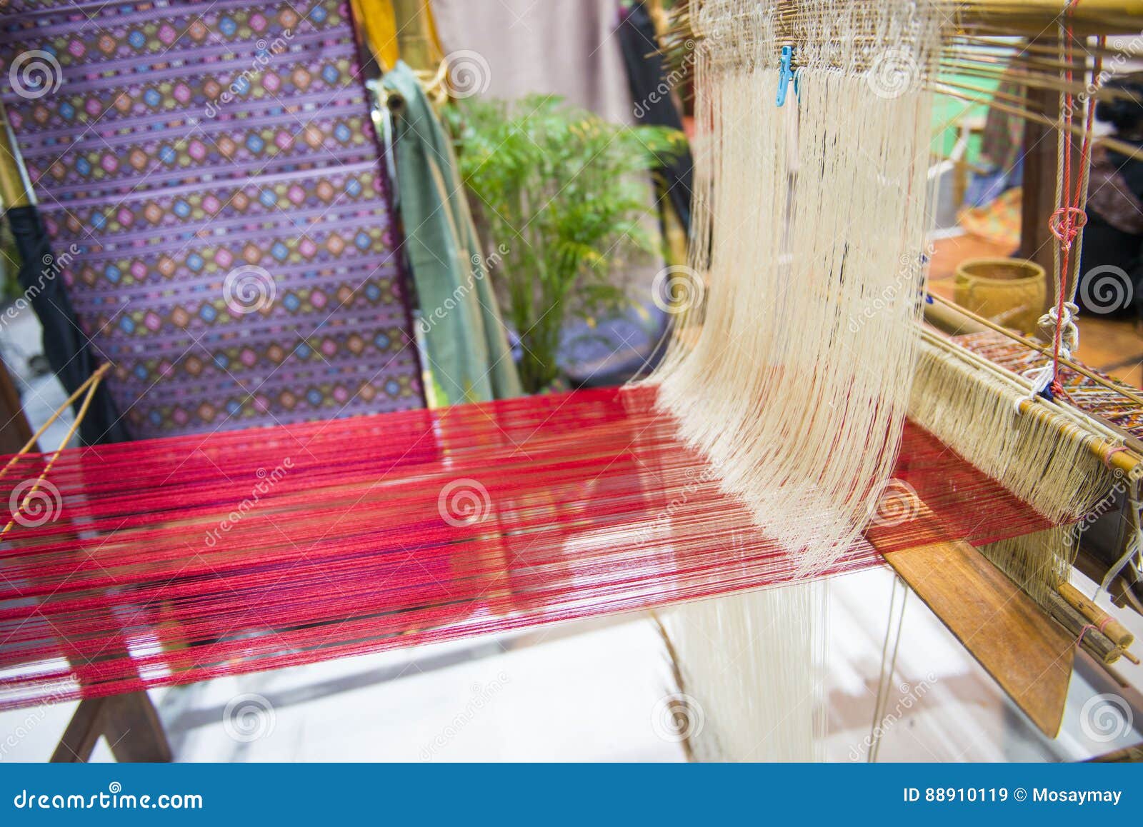 Beautiful Thai Silk Made from Loom Stock Image - Image of craft ...
